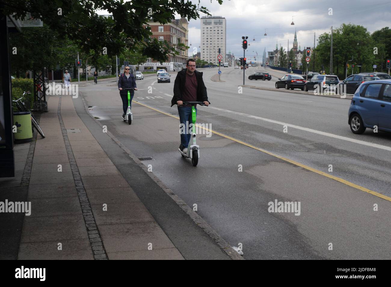 Copenhagen /Denmark/20 June 2022/Electric scooters riders in danish ...