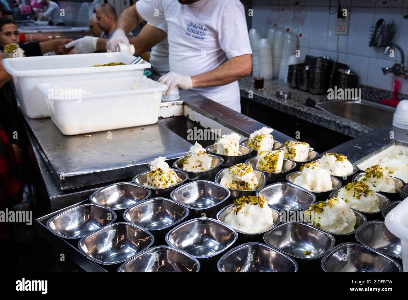 Damascus, Syria - May, 2022: Famous ice cream restaurant (Bakdash) in ...