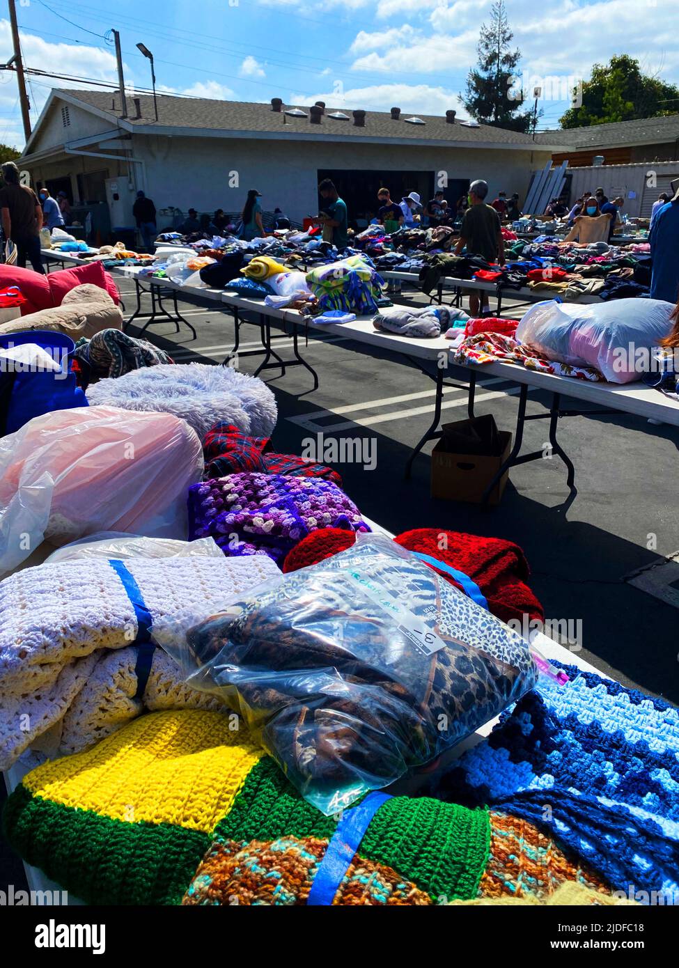 An outdoor community yard sale Stock Photo - Alamy