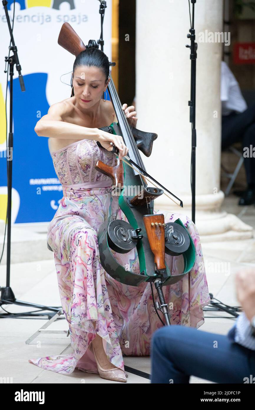Dubrovnik, Croatia, 20. June 2022. Cellist Ana Rucner playing cello ...