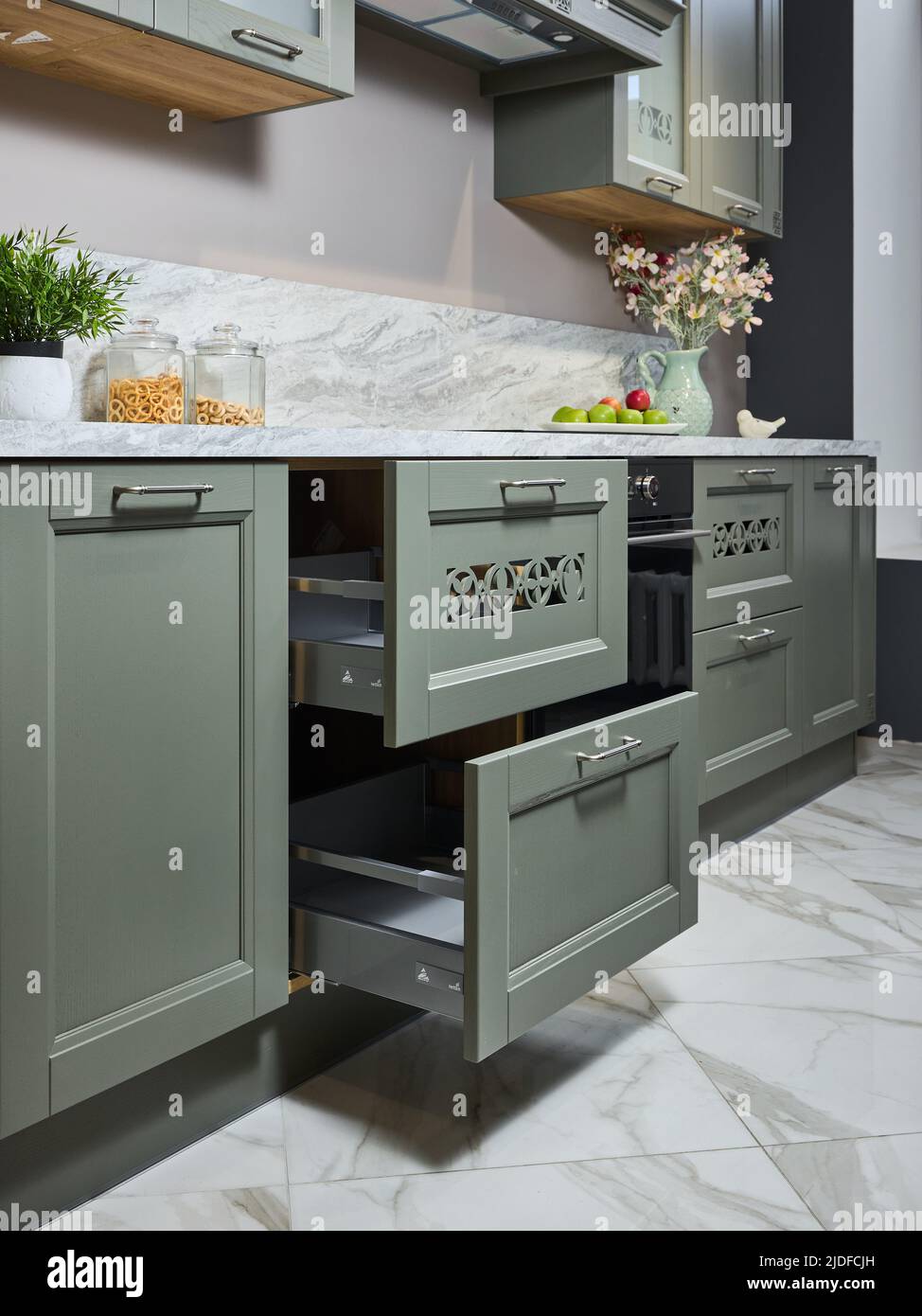 Promotional photograph of a kitchen using flash Stock Photo - Alamy