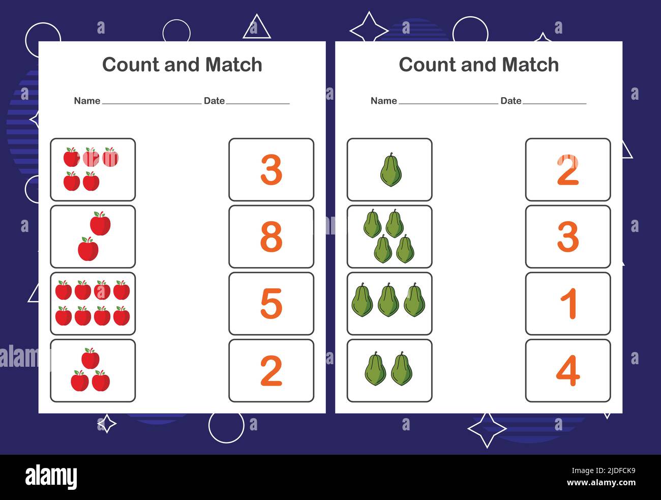 Count and Match worksheet for kids. Count and match with the correct ...