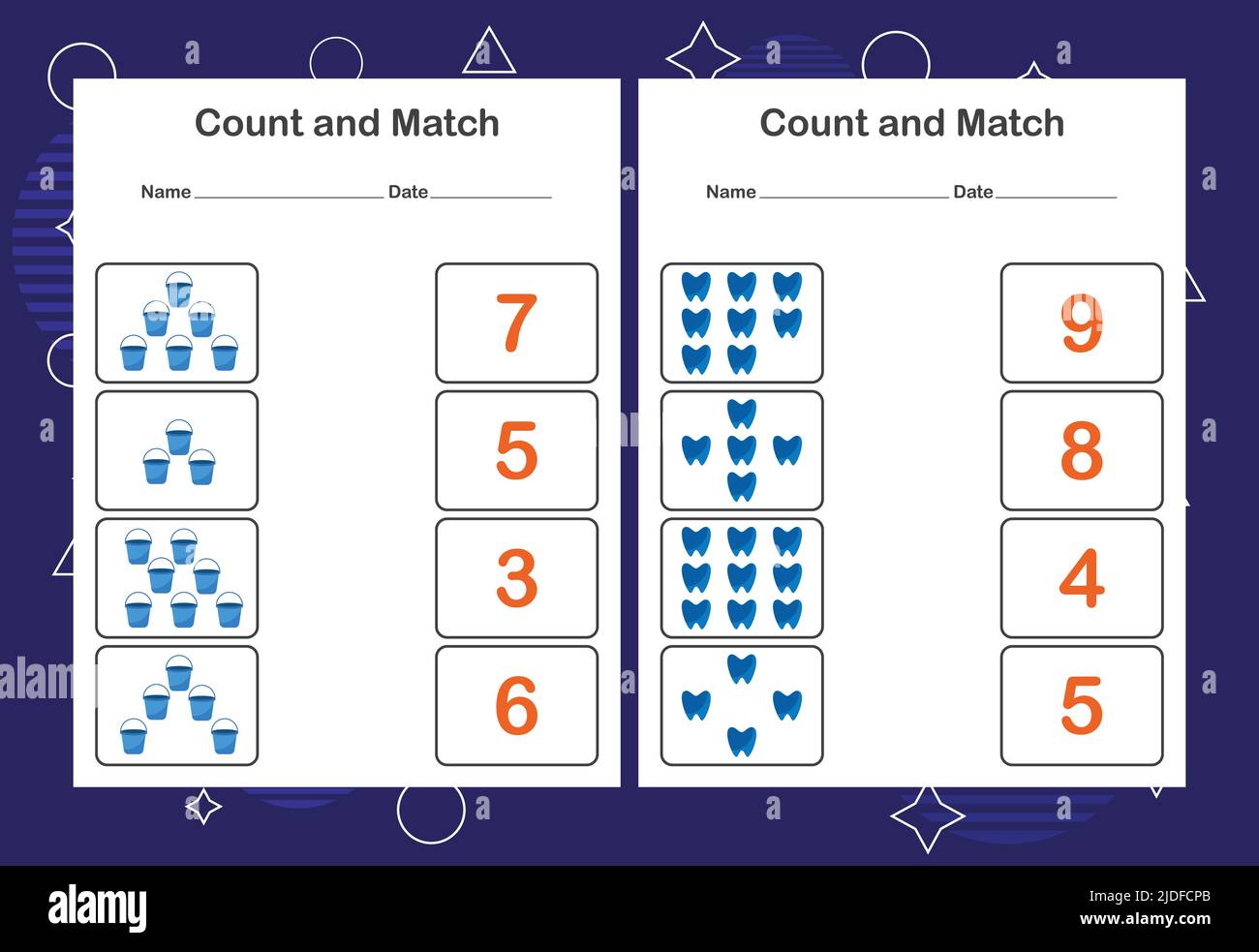 Count and Match worksheet for kids. Count and match with the correct ...