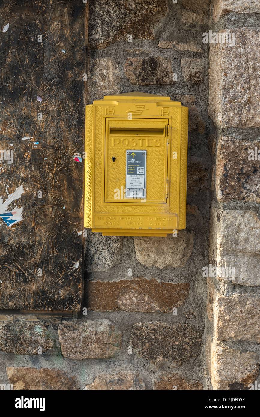 Yellow post box on a road in the French Pyrenees Stock Photo - Alamy