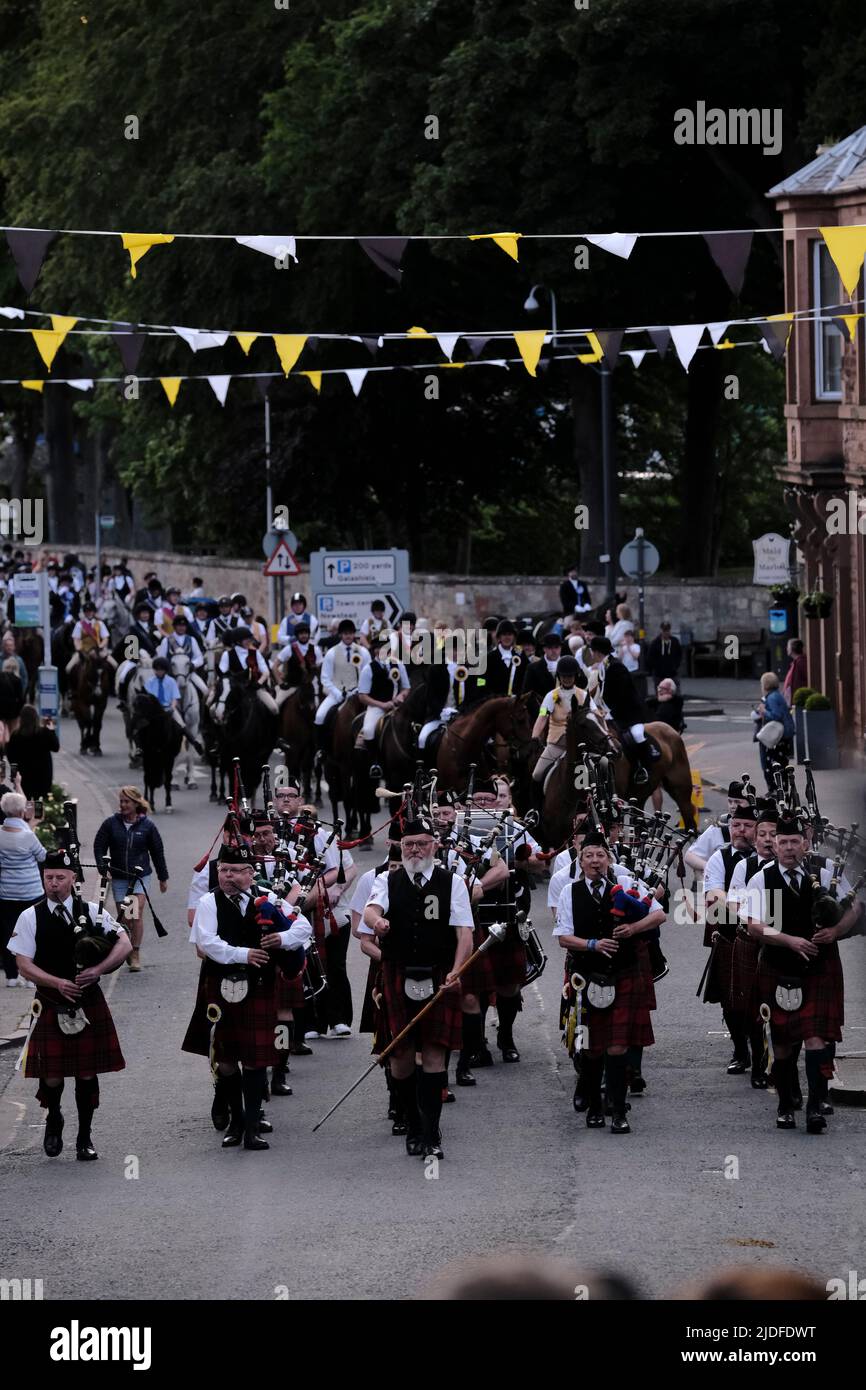 Melrose, UK. , . Melrose Festival 2022. Following behind Melrose Pipe ...