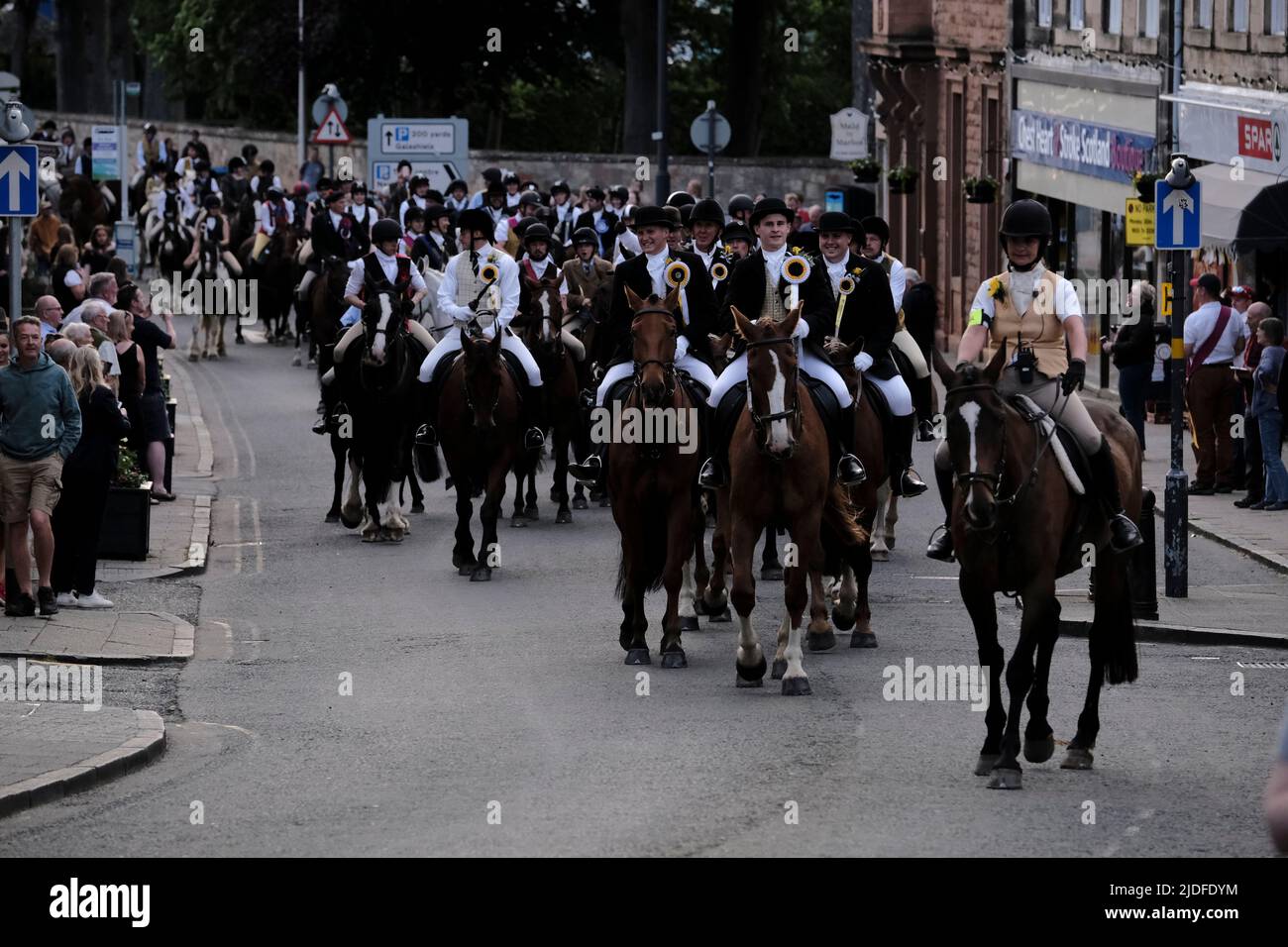 Melrose, UK. , . Melrose Festival 2022. Following behind Melrose Pipe ...