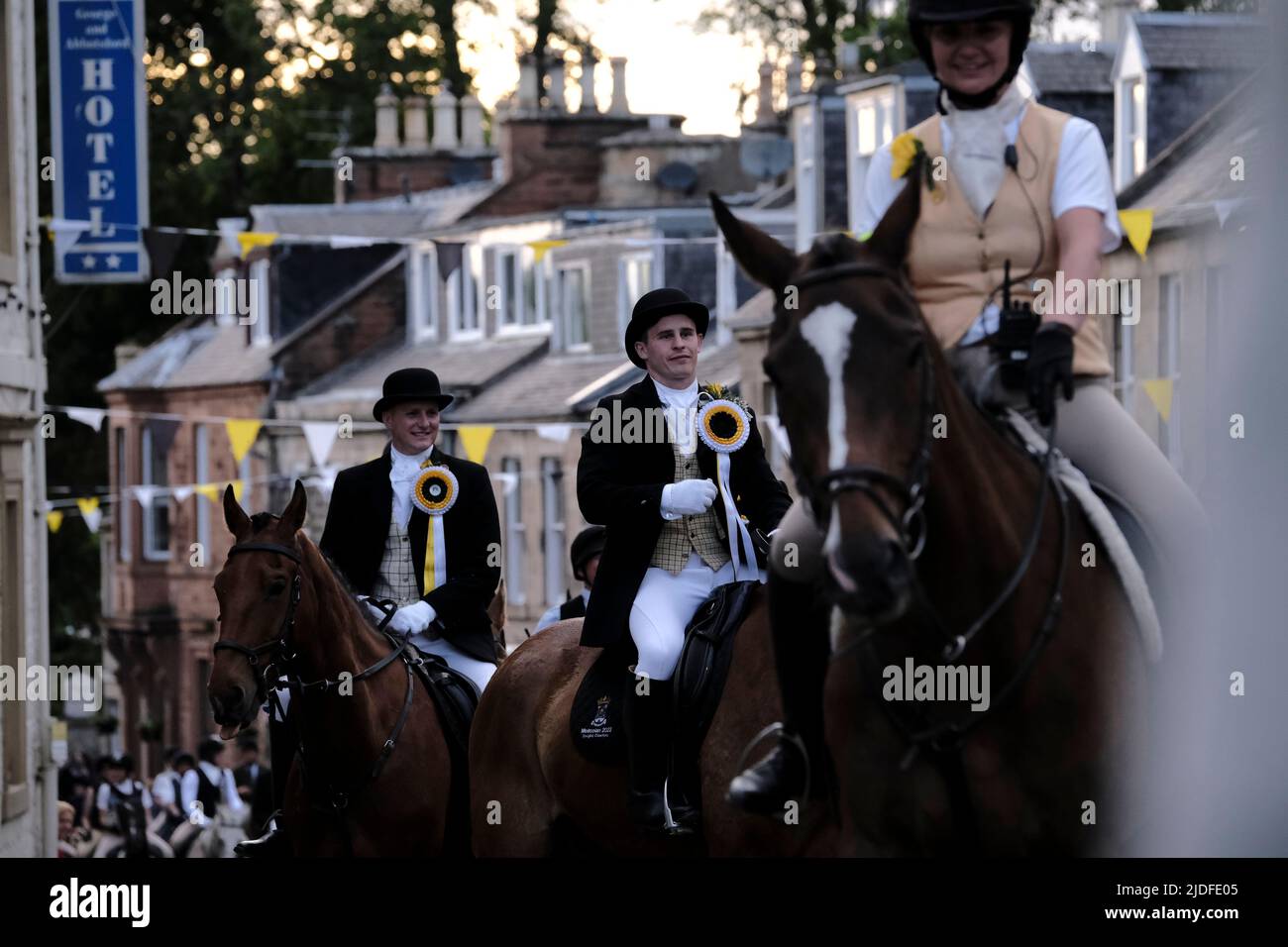 Melrose, UK. , . Melrose Festival 2022. Following behind Melrose Pipe ...