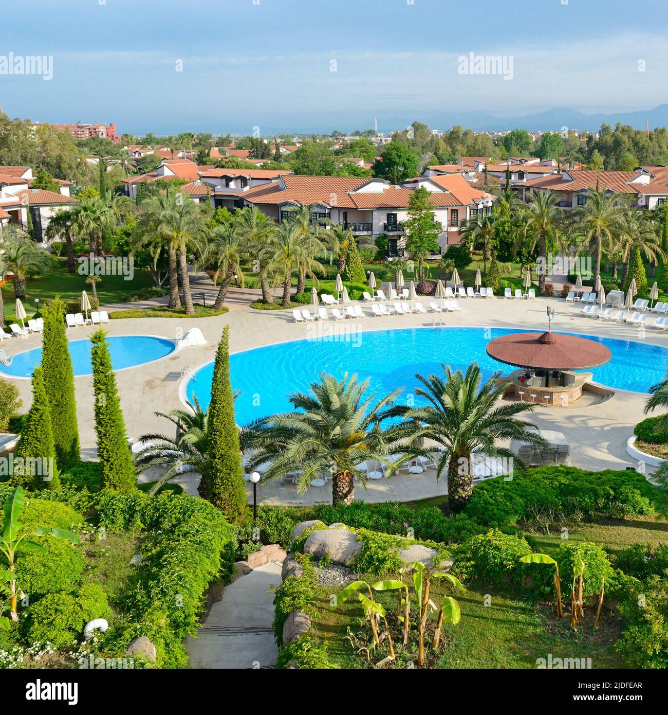 Outdoor swimming pool on the resort Stock Photo - Alamy