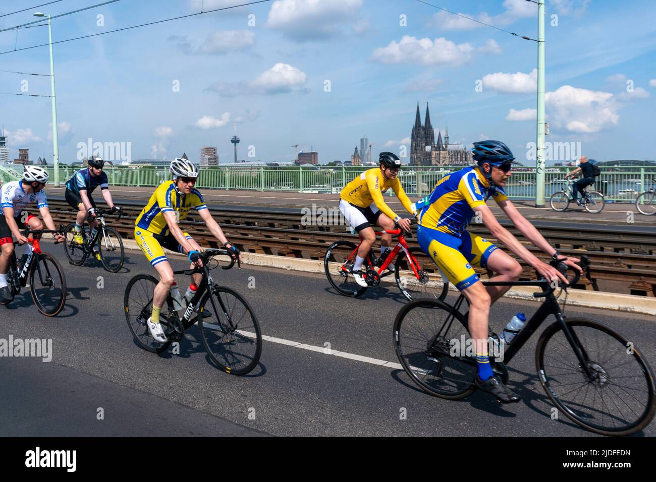 COLOGNE, GERMANY - 25 MAY 2022: Bicycle road cycling Race. A group of ...