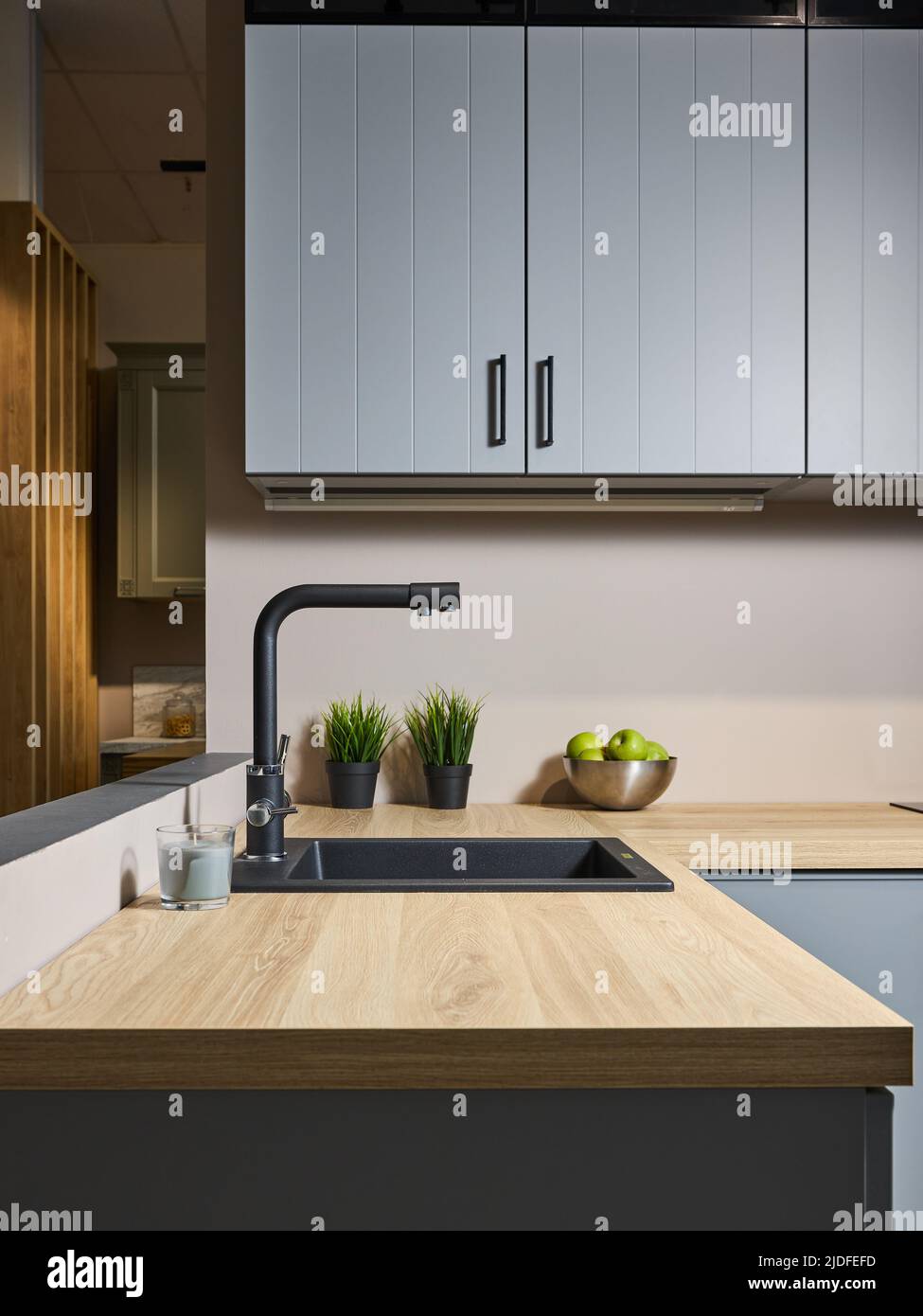 Promotional photograph of a kitchen using flash Stock Photo - Alamy