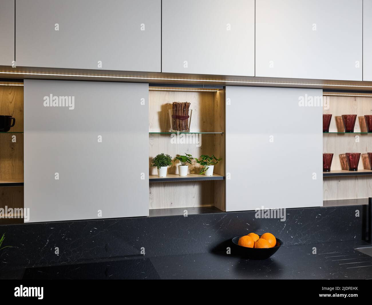 Promotional photograph of a kitchen using flash Stock Photo - Alamy