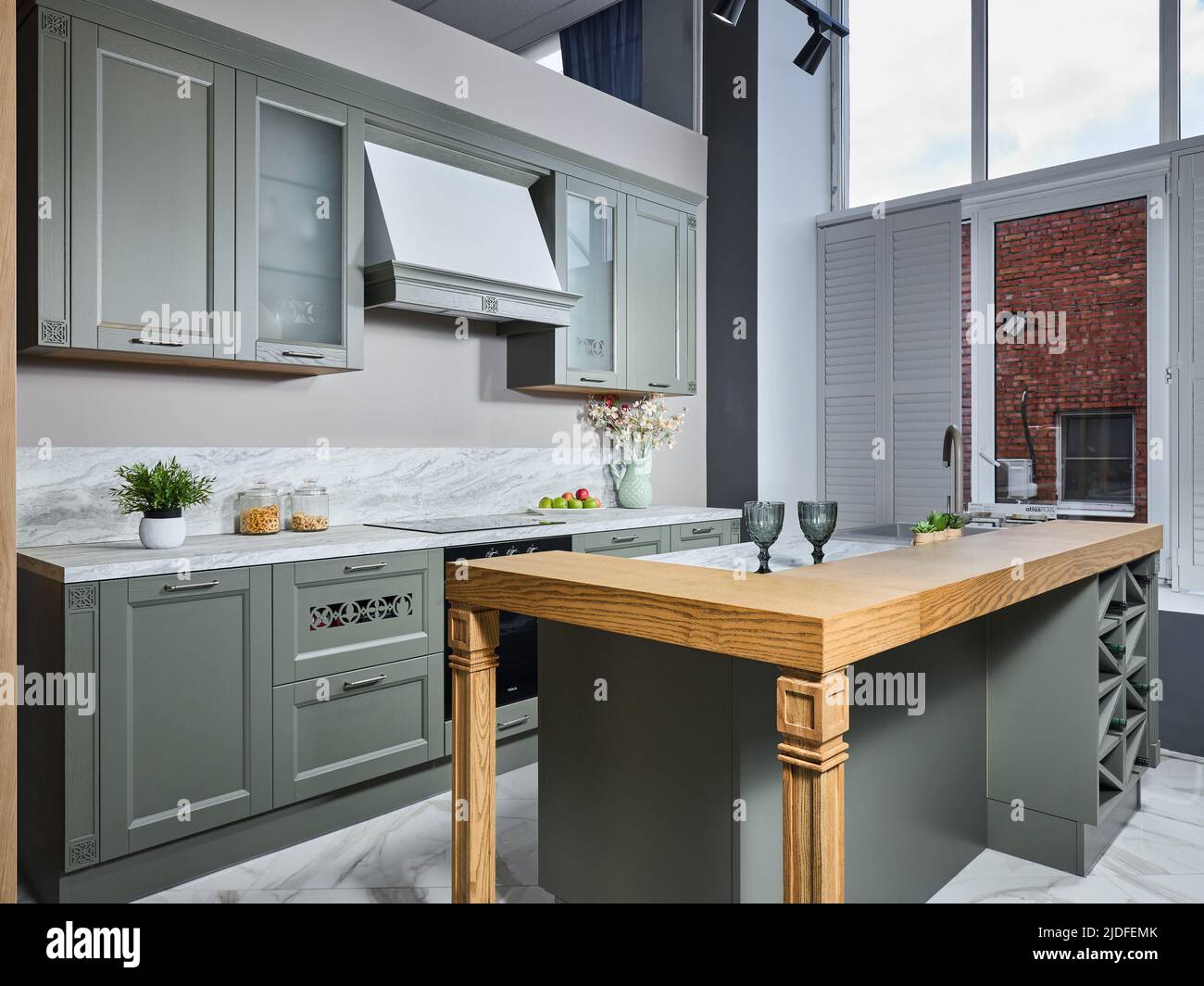 Promotional photograph of a kitchen using flash Stock Photo - Alamy