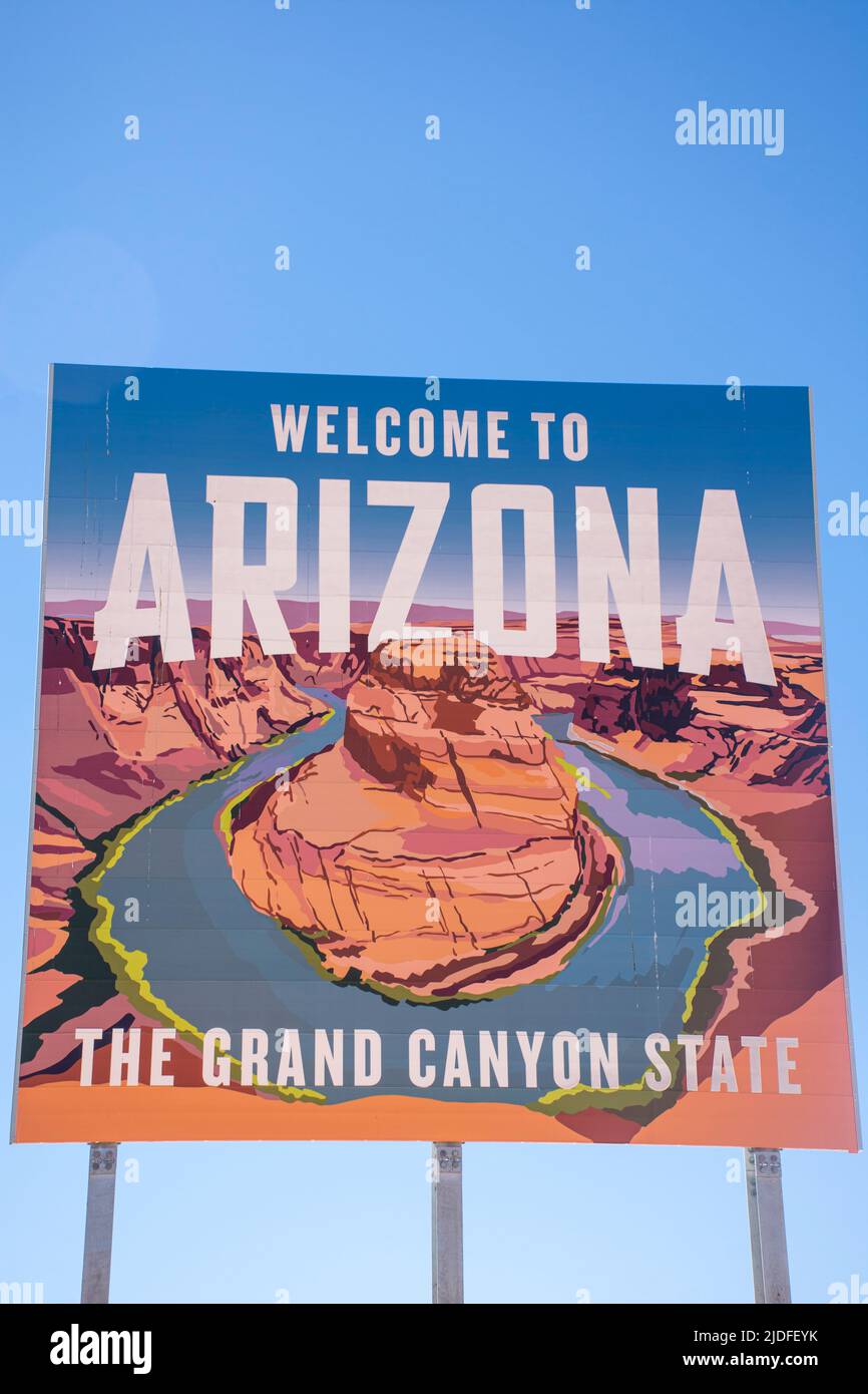 Welcome to Arizona sign, USA Stock Photo - Alamy
