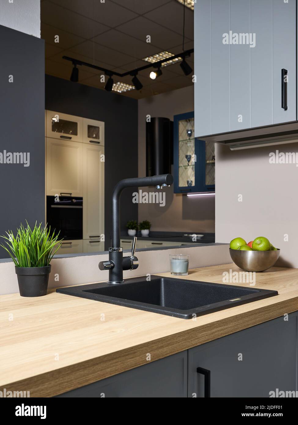 Promotional photograph of a kitchen using flash Stock Photo - Alamy