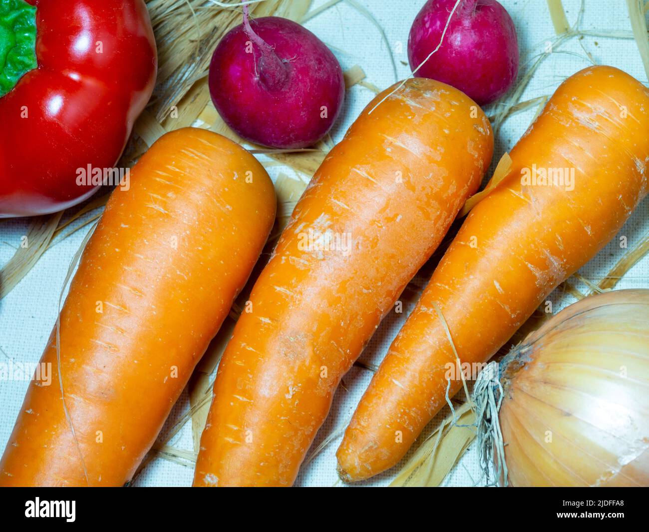 Still life of vegetables. Healthy food. Harvest from the garden. Farmer ...