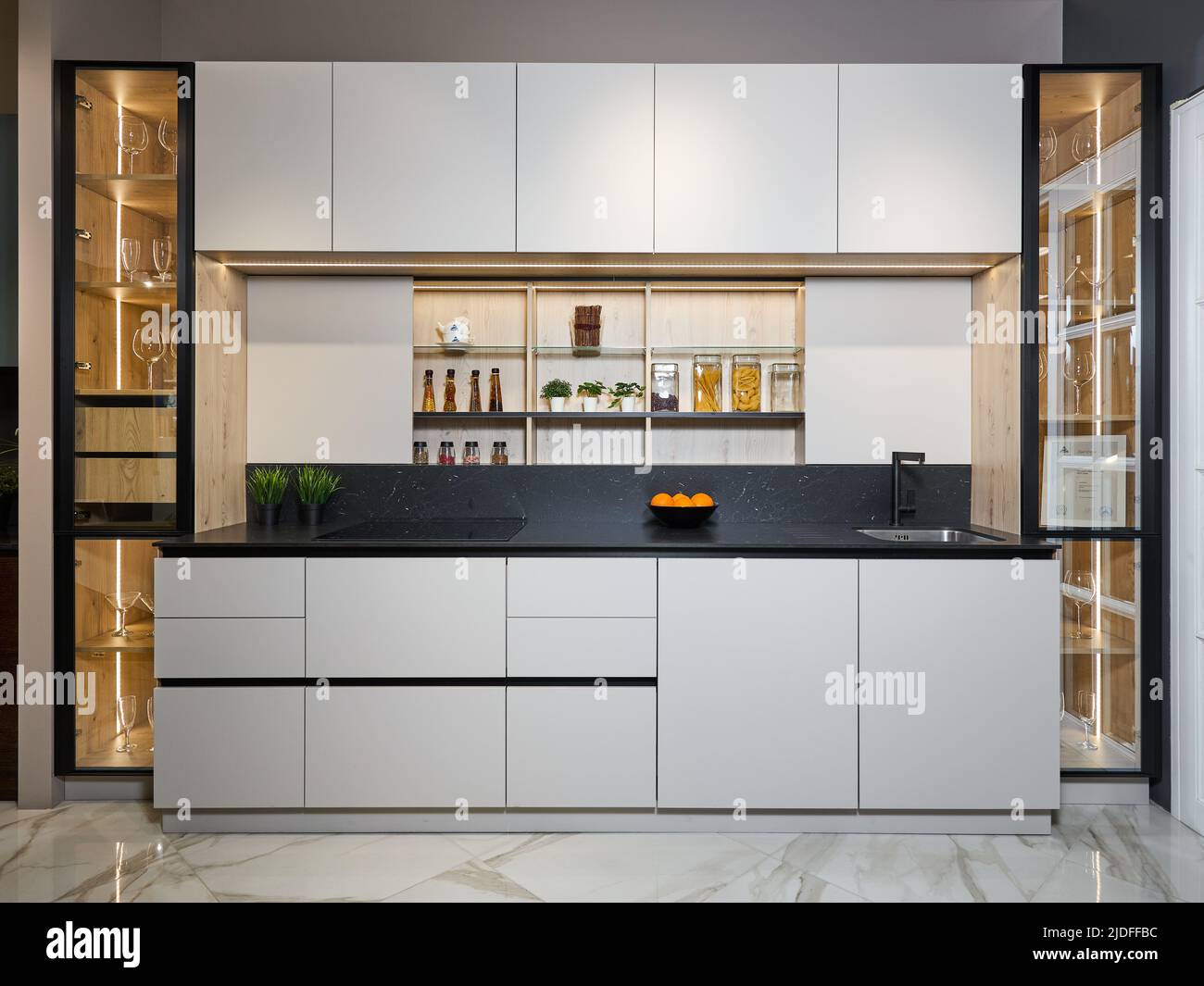 Promotional photograph of a kitchen using flash Stock Photo - Alamy