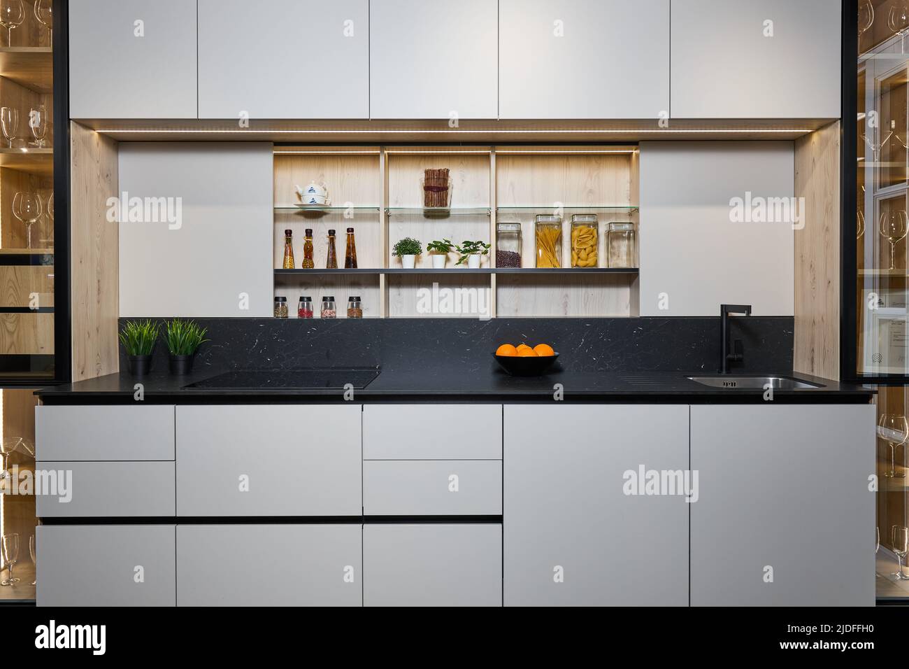 Promotional photograph of a kitchen using flash Stock Photo - Alamy