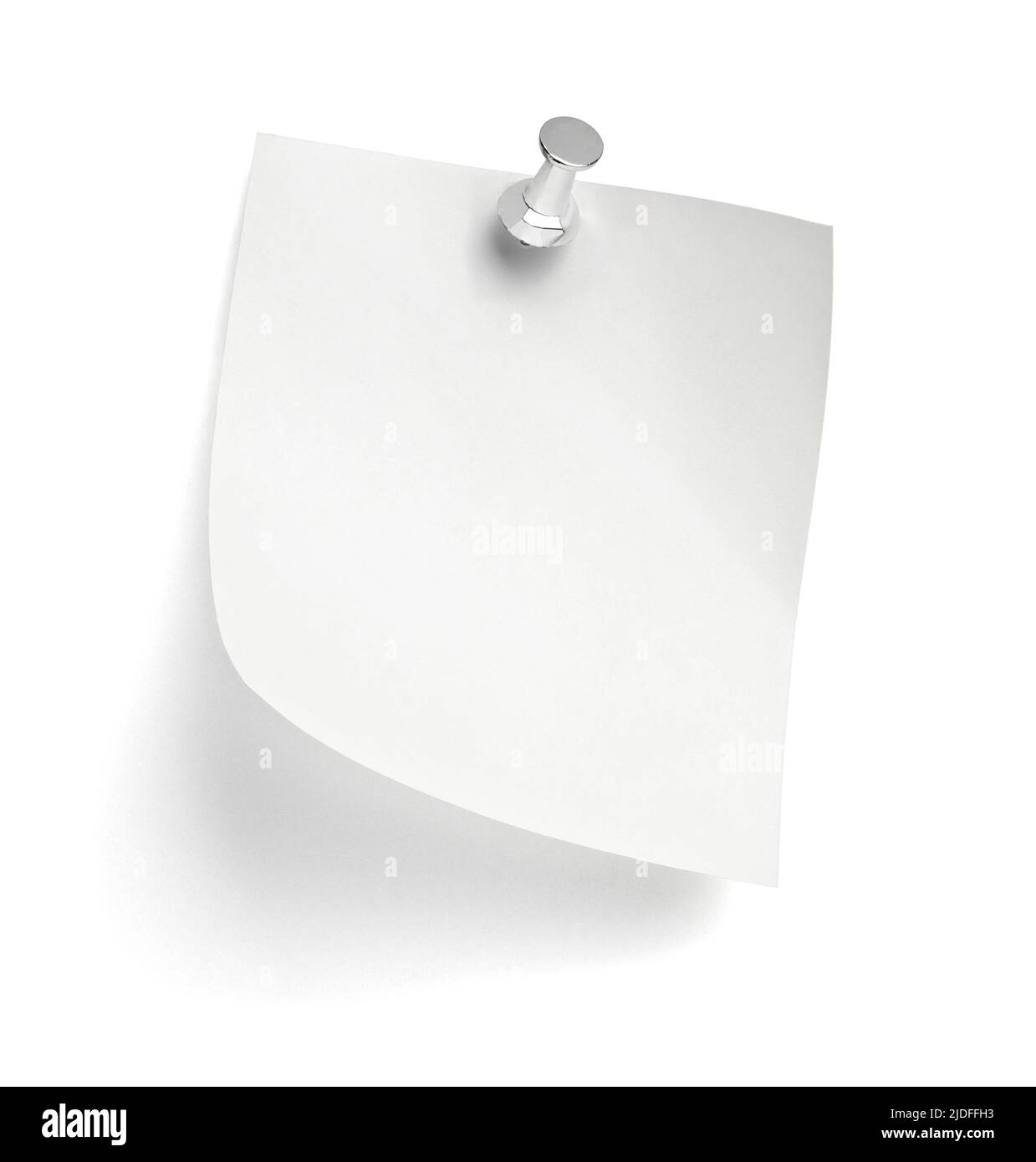close up of a note paper with a push pin on white background Stock ...