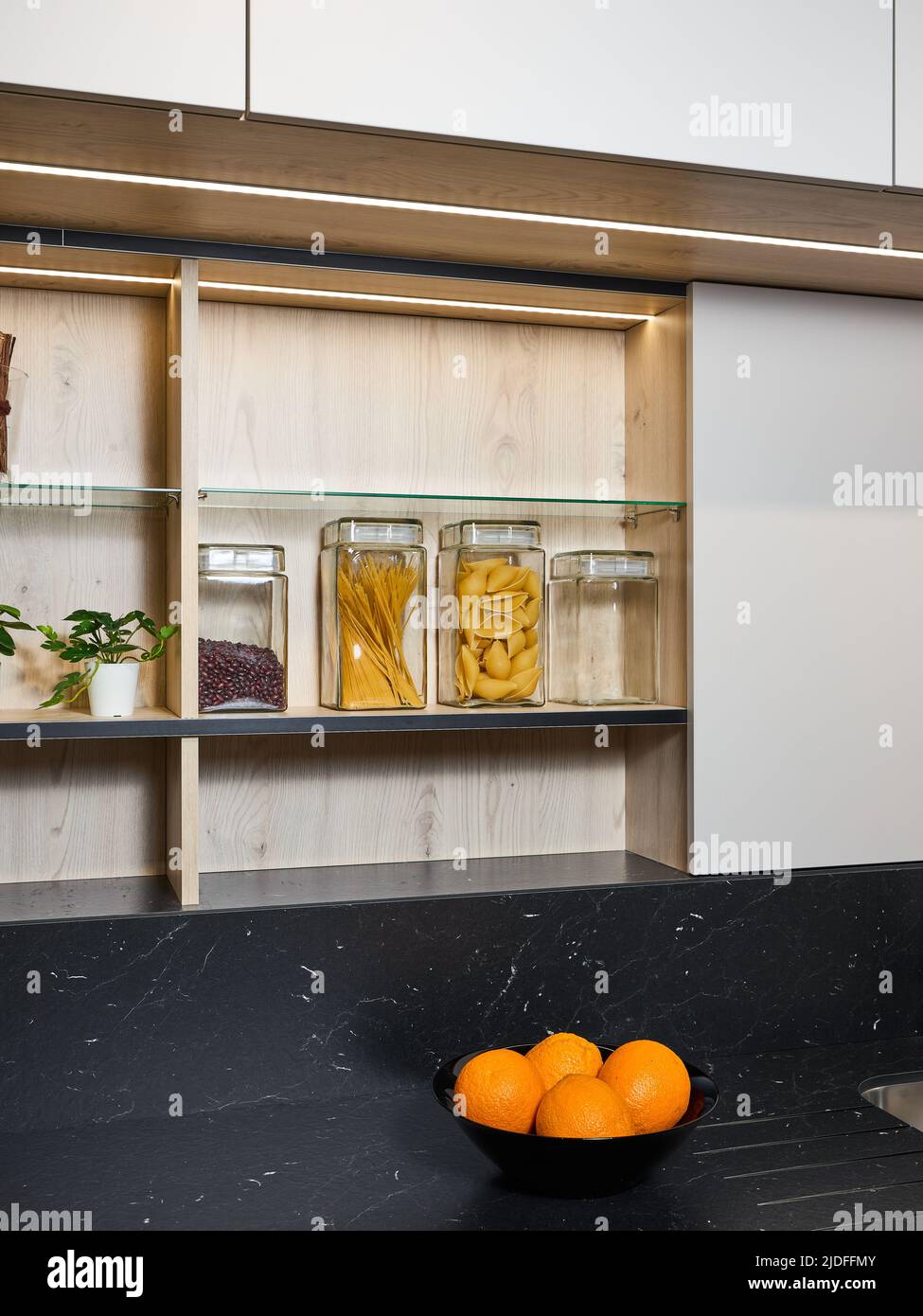 Promotional photograph of a kitchen using flash Stock Photo - Alamy