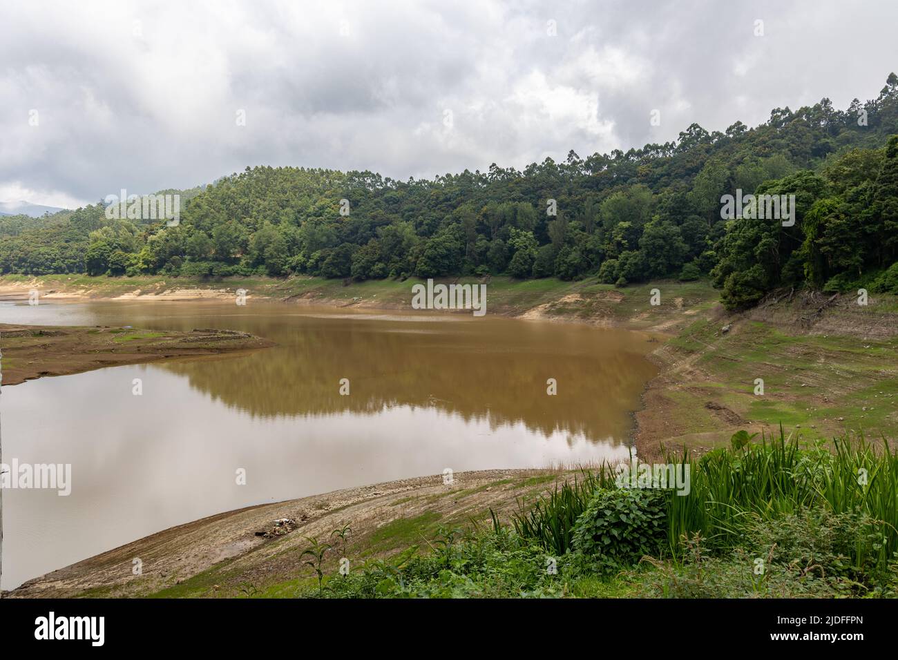 View of the dry Kundala Dam reservoir, which is not available for ...