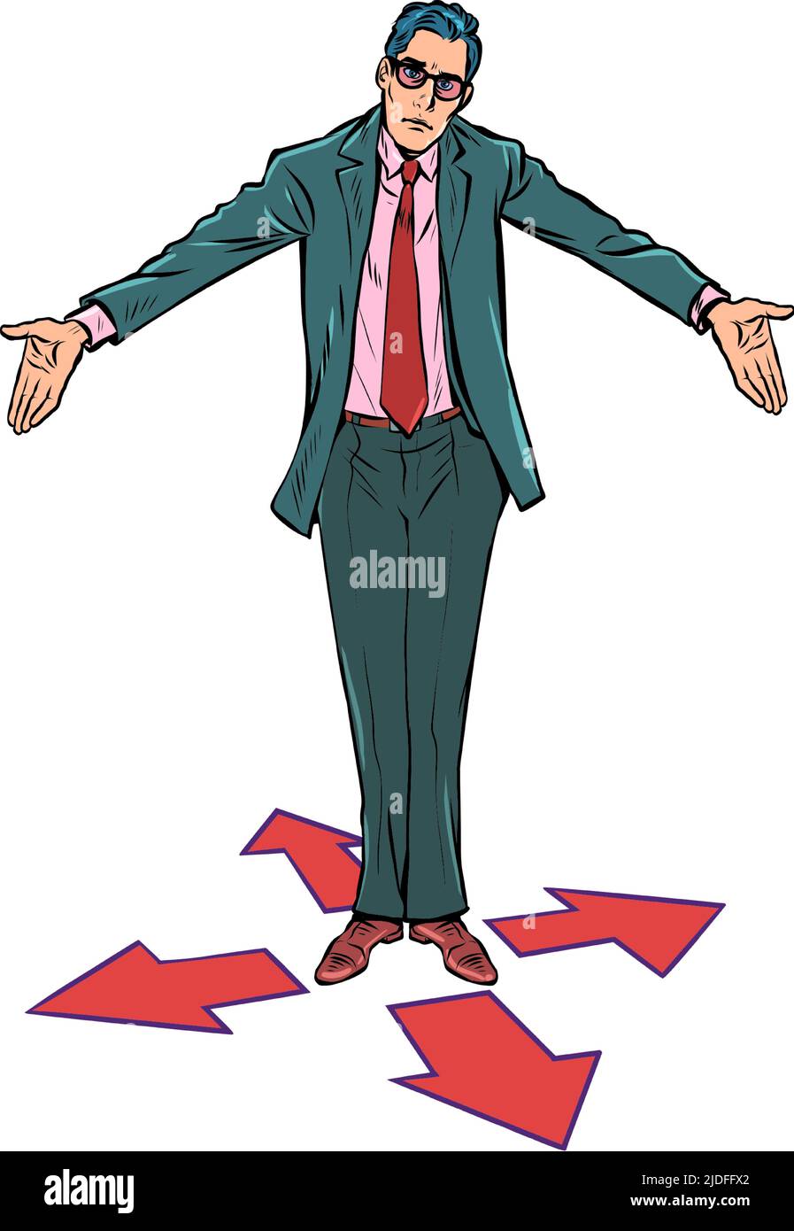 game character control right left forward back. Businessman at the fork ...