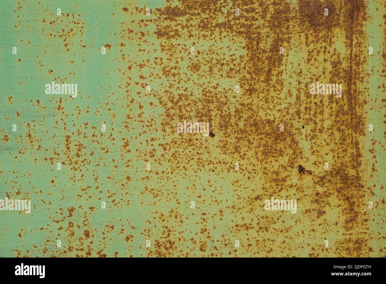 Background is sheet rusty and old metal with peeling green paint Stock ...