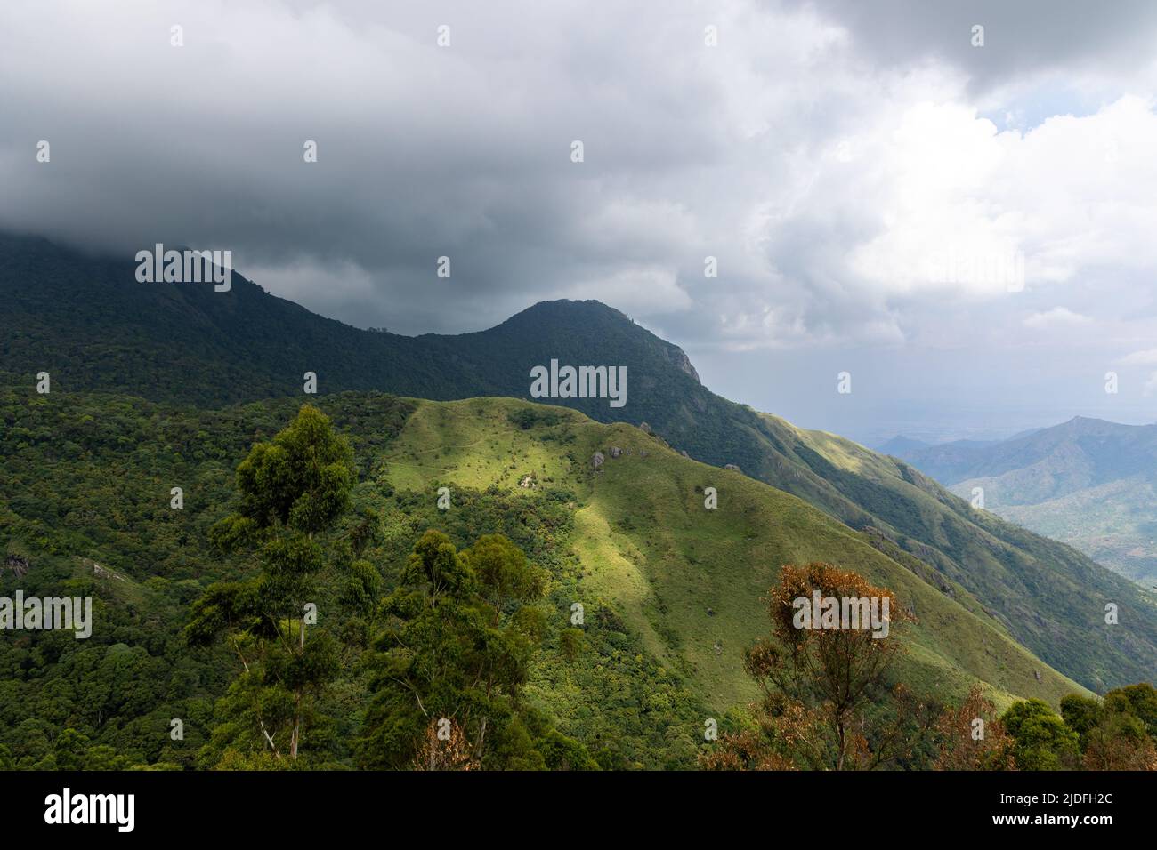 Beautiful view of the mountainous landscape of Western Ghats under ...