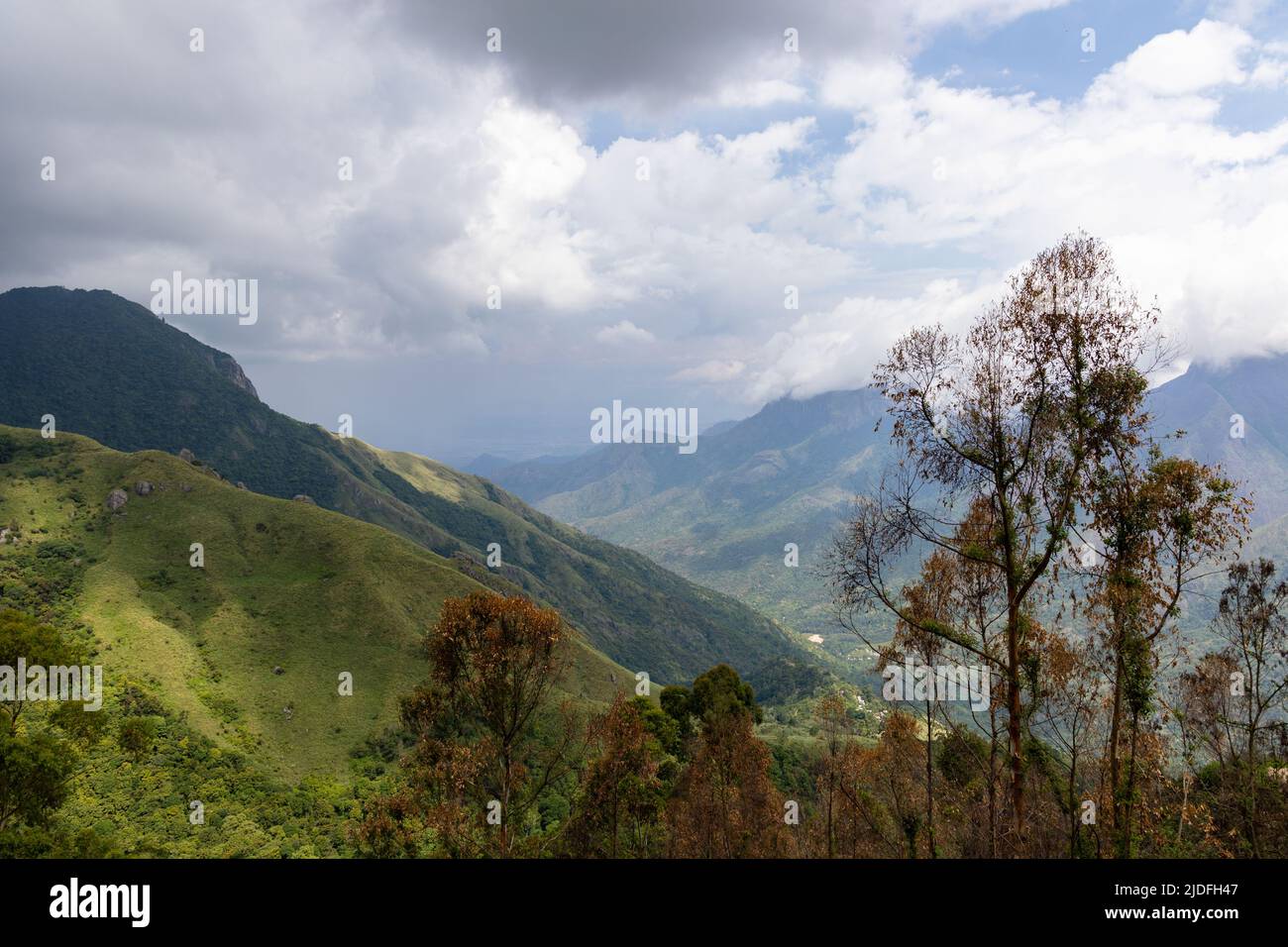 Beautiful view of the mountainous landscape of Western Ghats under ...