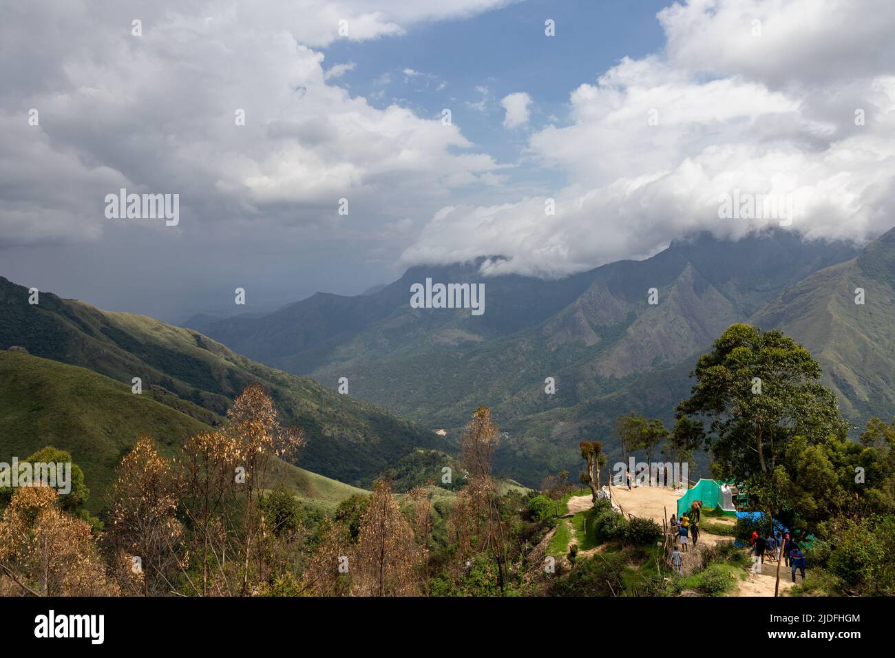 Beautiful view of the mountainous landscape of Western Ghats under ...