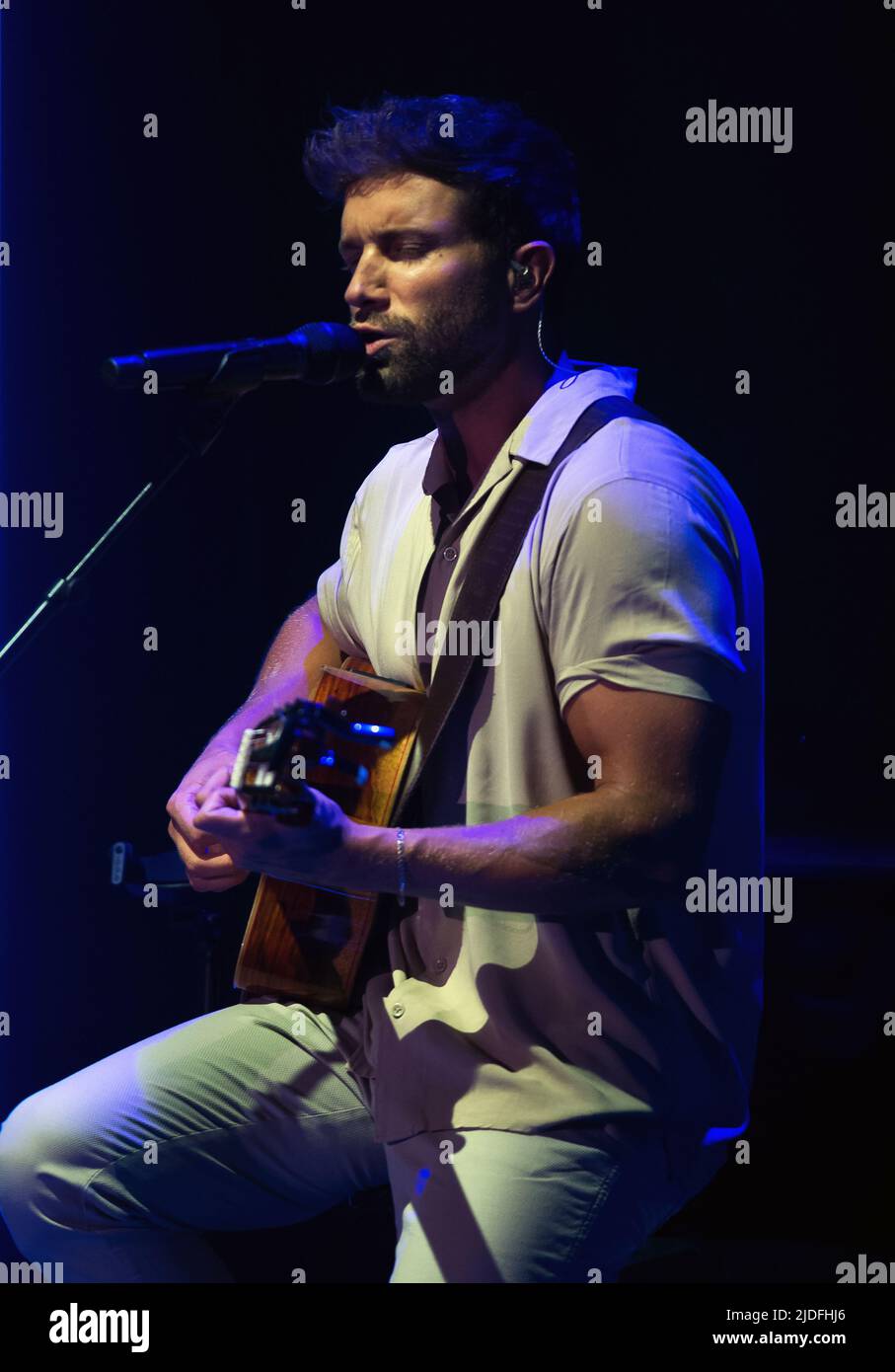 Spanish songwriter and musician Pablo Alboran is seen performing on ...