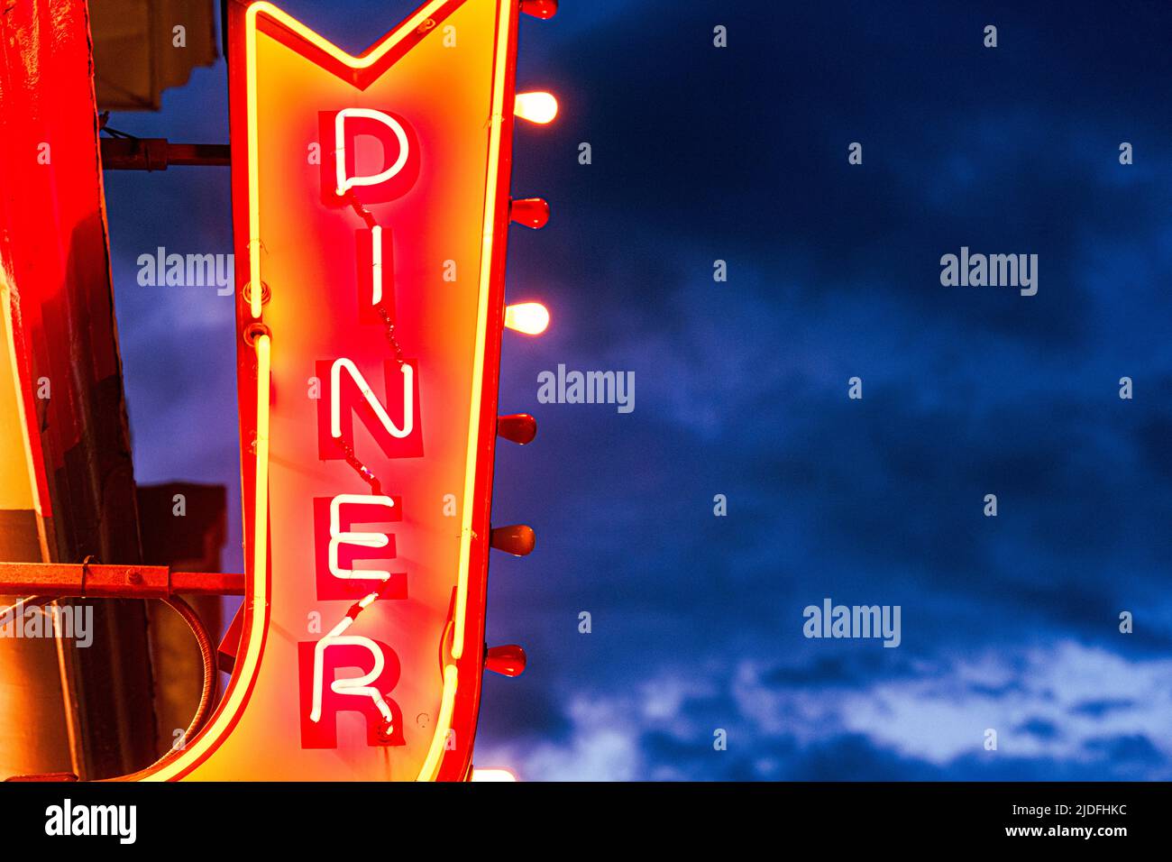 Vintage neon diner sign at night circa 1950s or 1960s Stock Photo - Alamy
