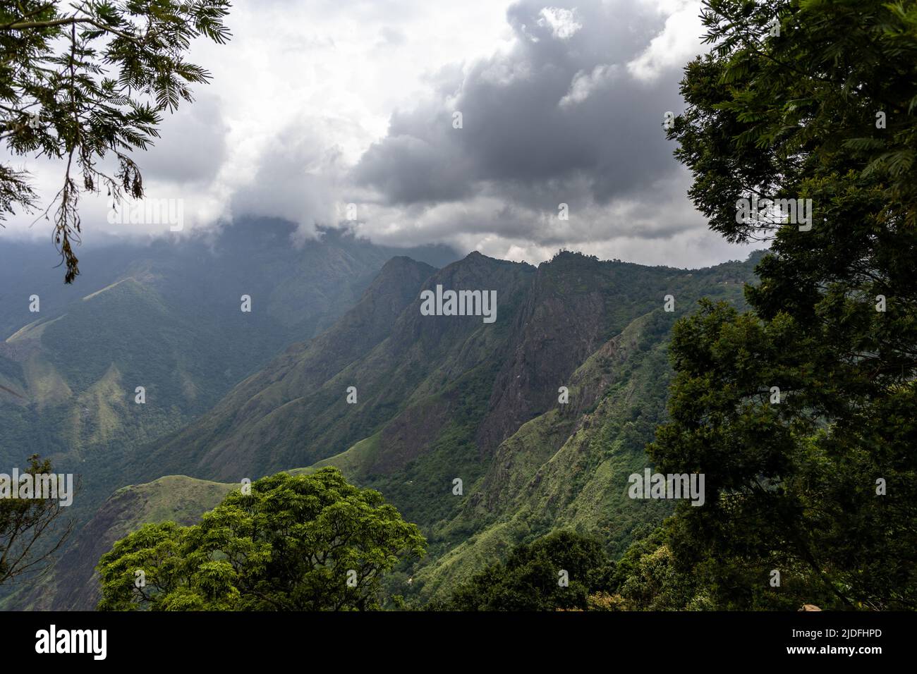 Beautiful view of the mountainous landscape of Western Ghats under ...