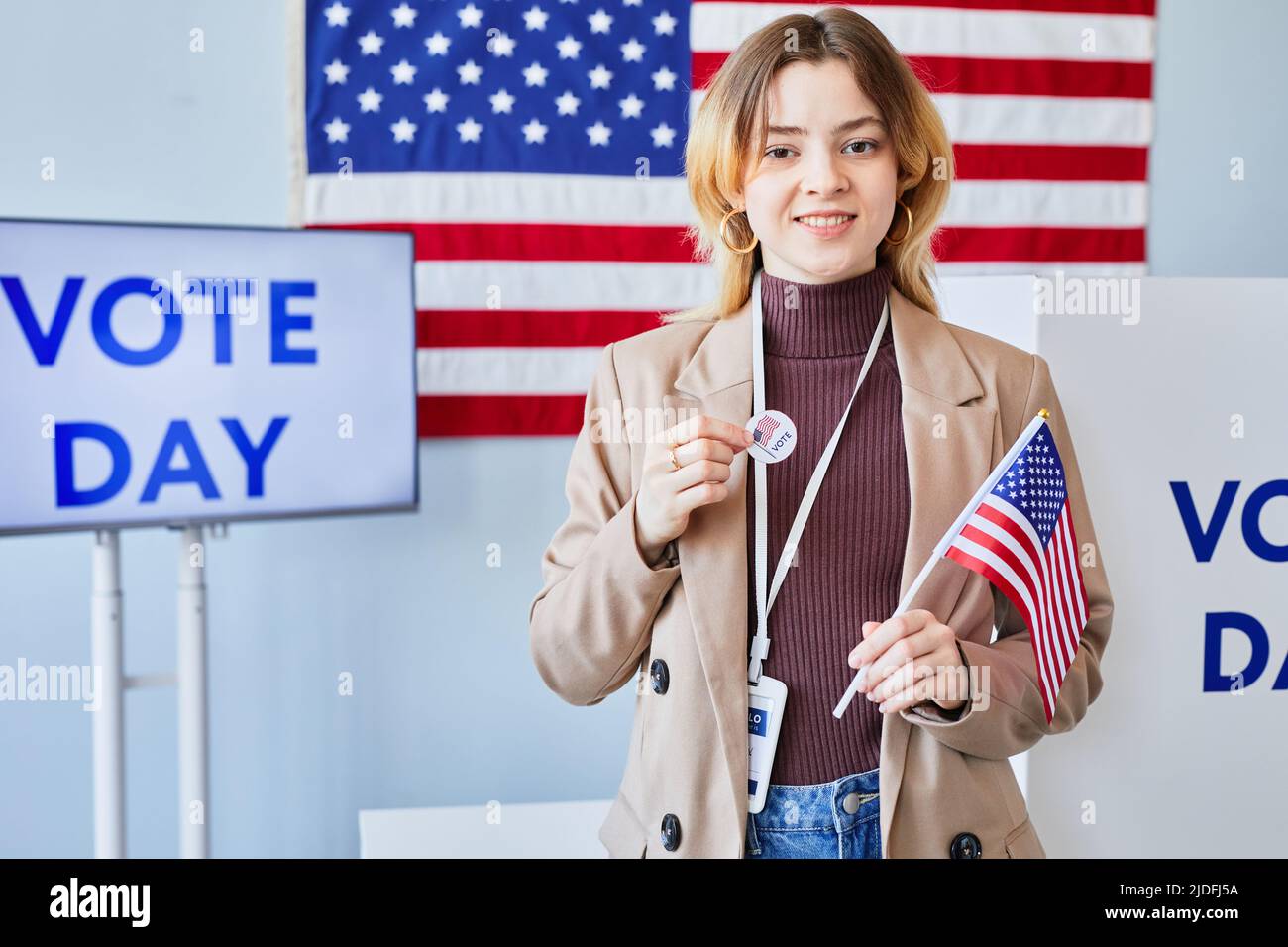 Sticker us flag government vote election hi-res stock photography and ...