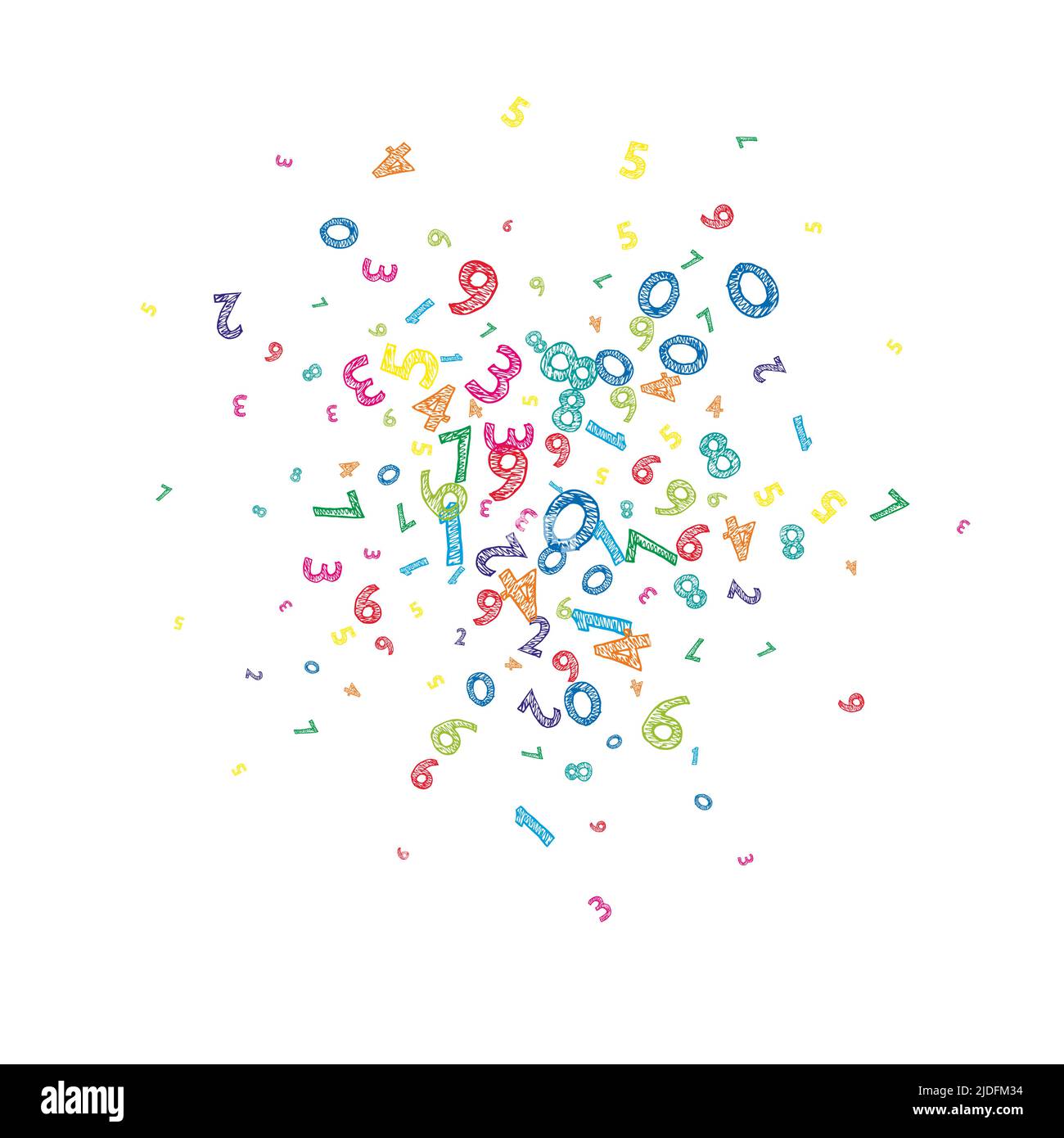 Falling colorful messy numbers. Math study concept with flying digits ...