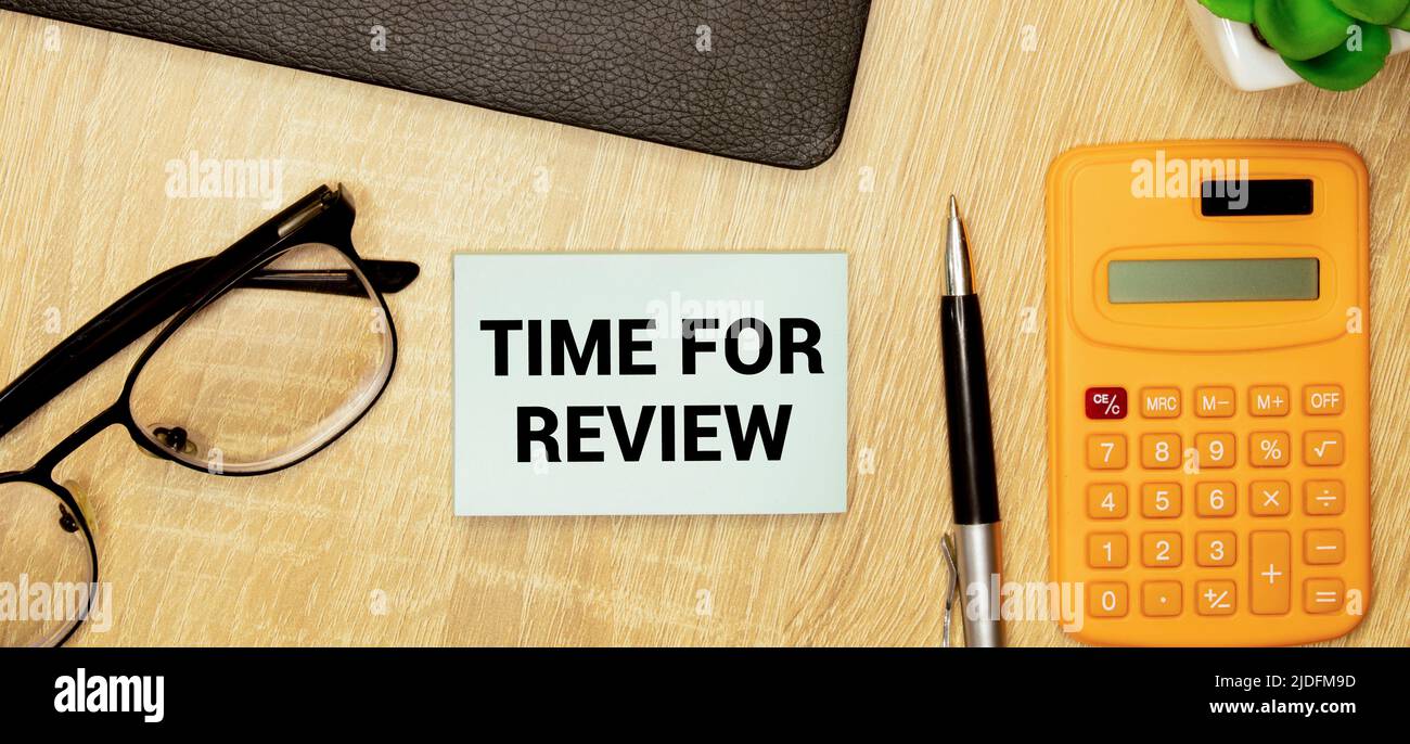 Time For Review text quote on notepad, concept background Stock Photo ...