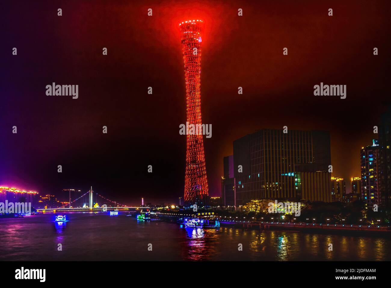 Canton Guangzhou Tower Bridge Apartment Buildings Tour Boats Pearl ...