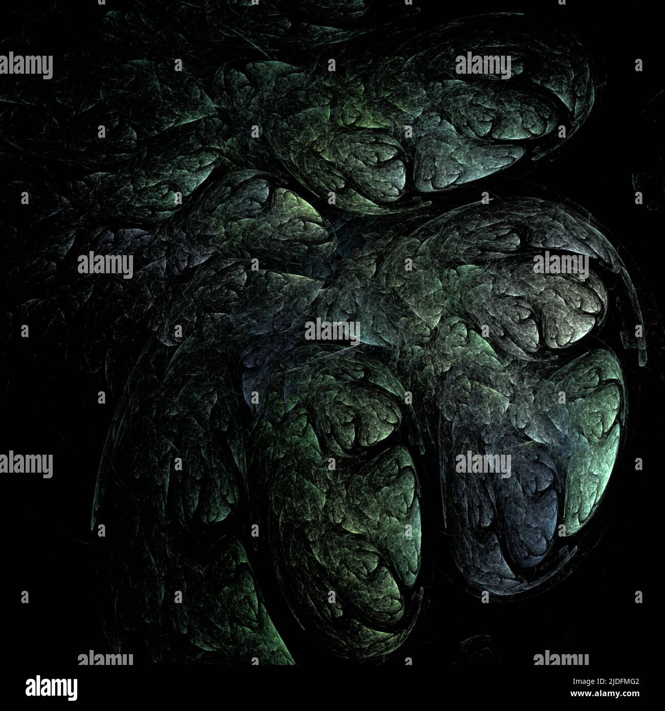 bright abstract linear background, green digital drawing on black ...