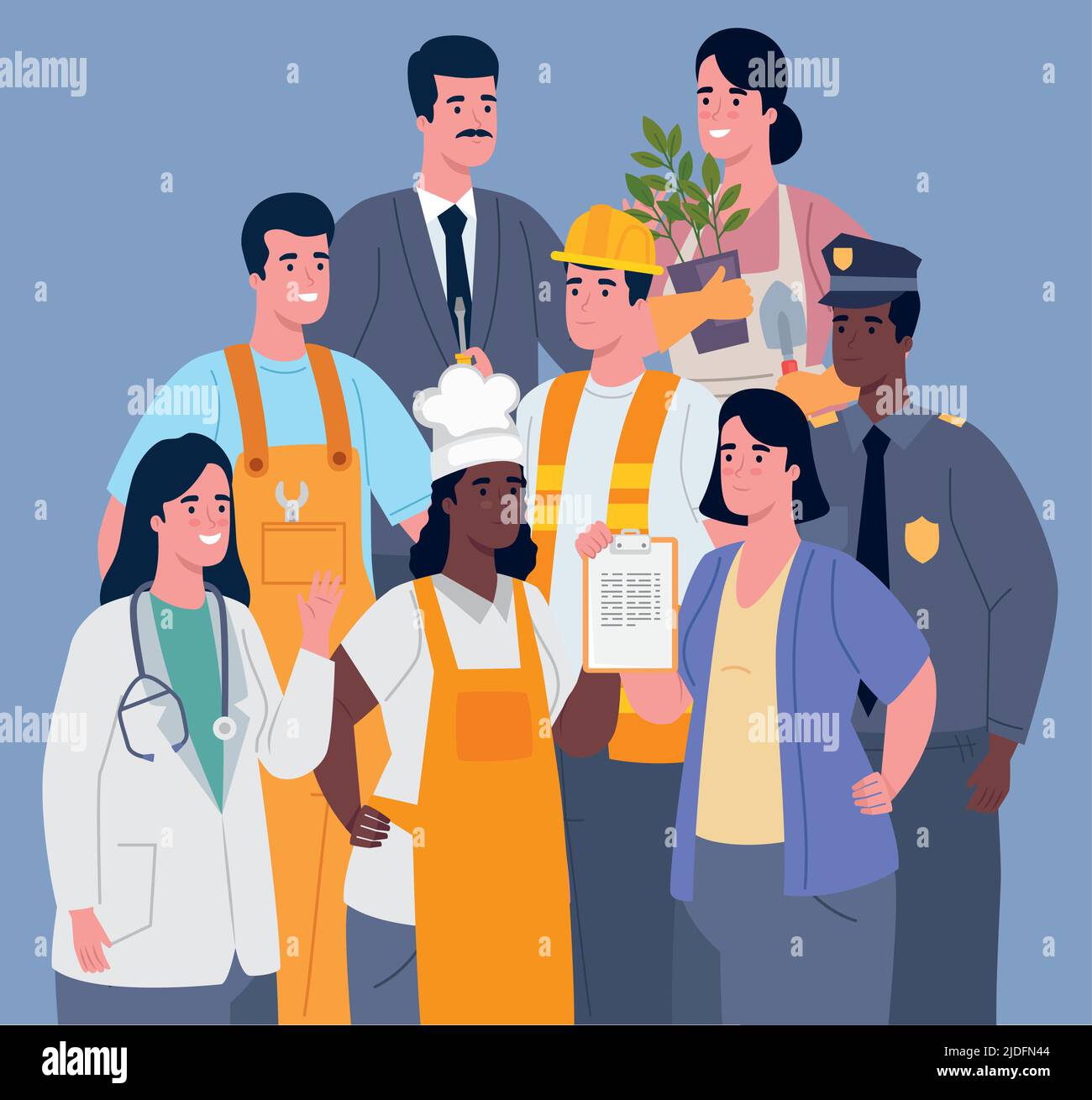 eight professional workers characters Stock Vector Image & Art - Alamy