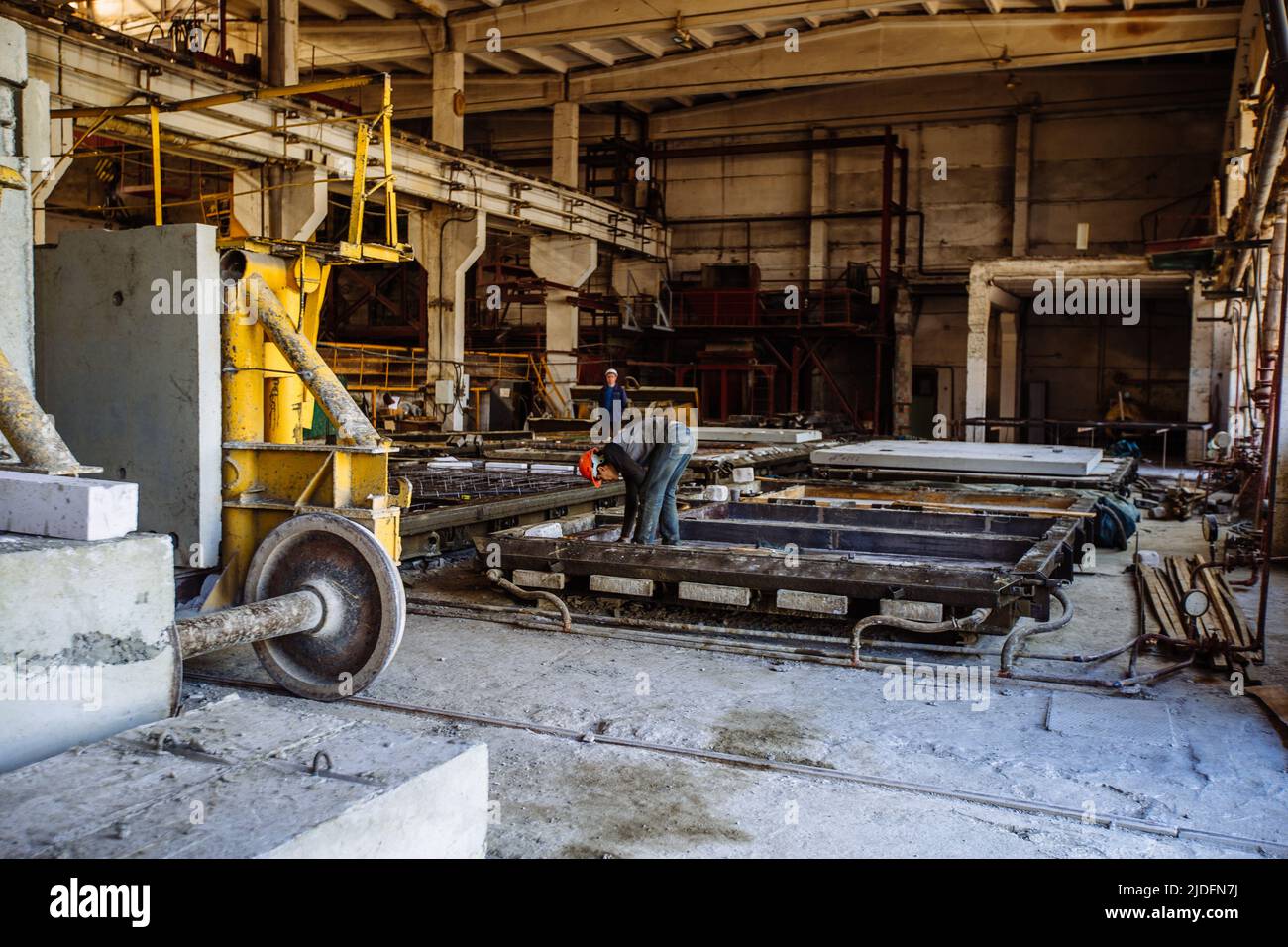 Reinforced concrete slabs production line Stock Photo - Alamy