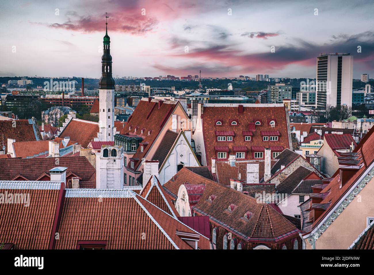 Tallinn view at sunset Stock Photo - Alamy