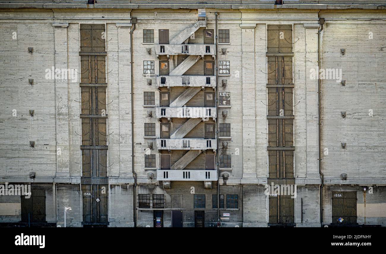 Steps on Old Warehouse in Industrial Shipping Port Stock Photo - Alamy