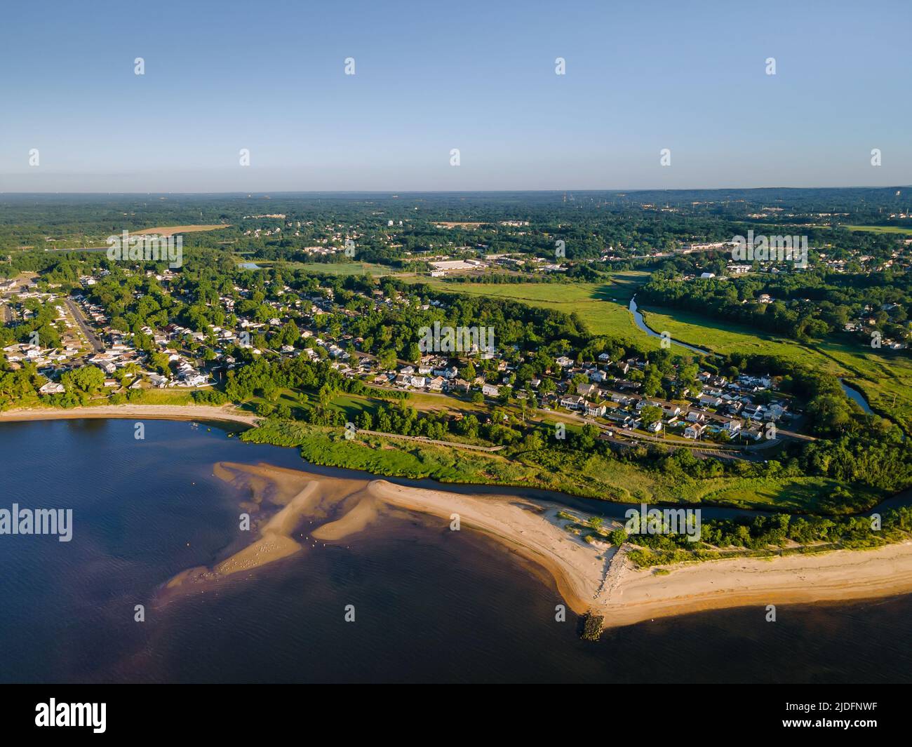 View from the height of the along the beautiful sandy beach ocean Stock ...