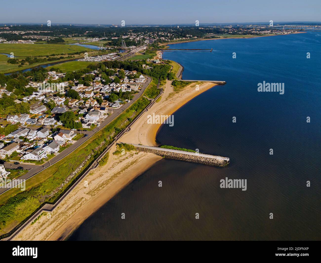 Beautiful seascape, sandy beach, top view from the height ocean wave ...