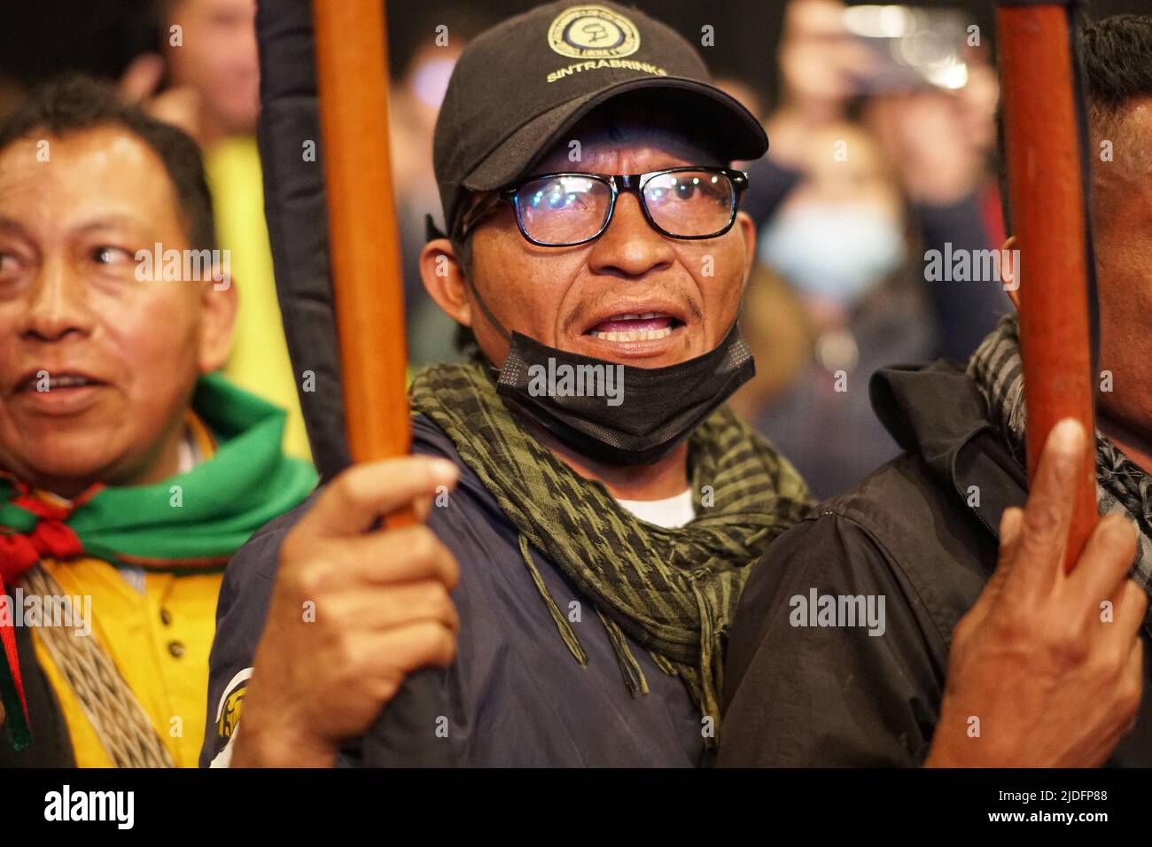 Bogota, Colombia. 19th June, 2022. Members of the Indigenous community ...