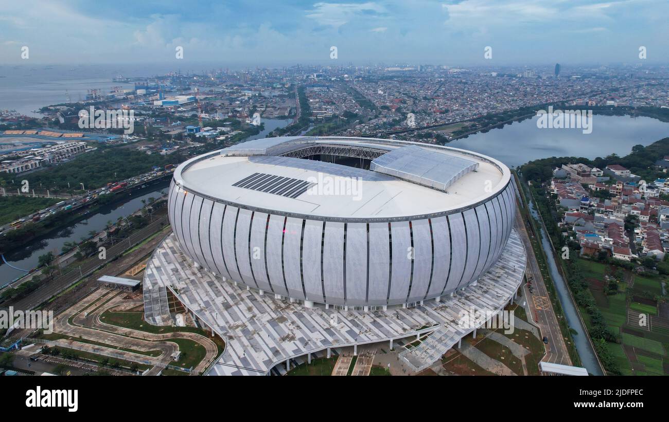 Aerial view. Construction of new football stadium for upcomming ...