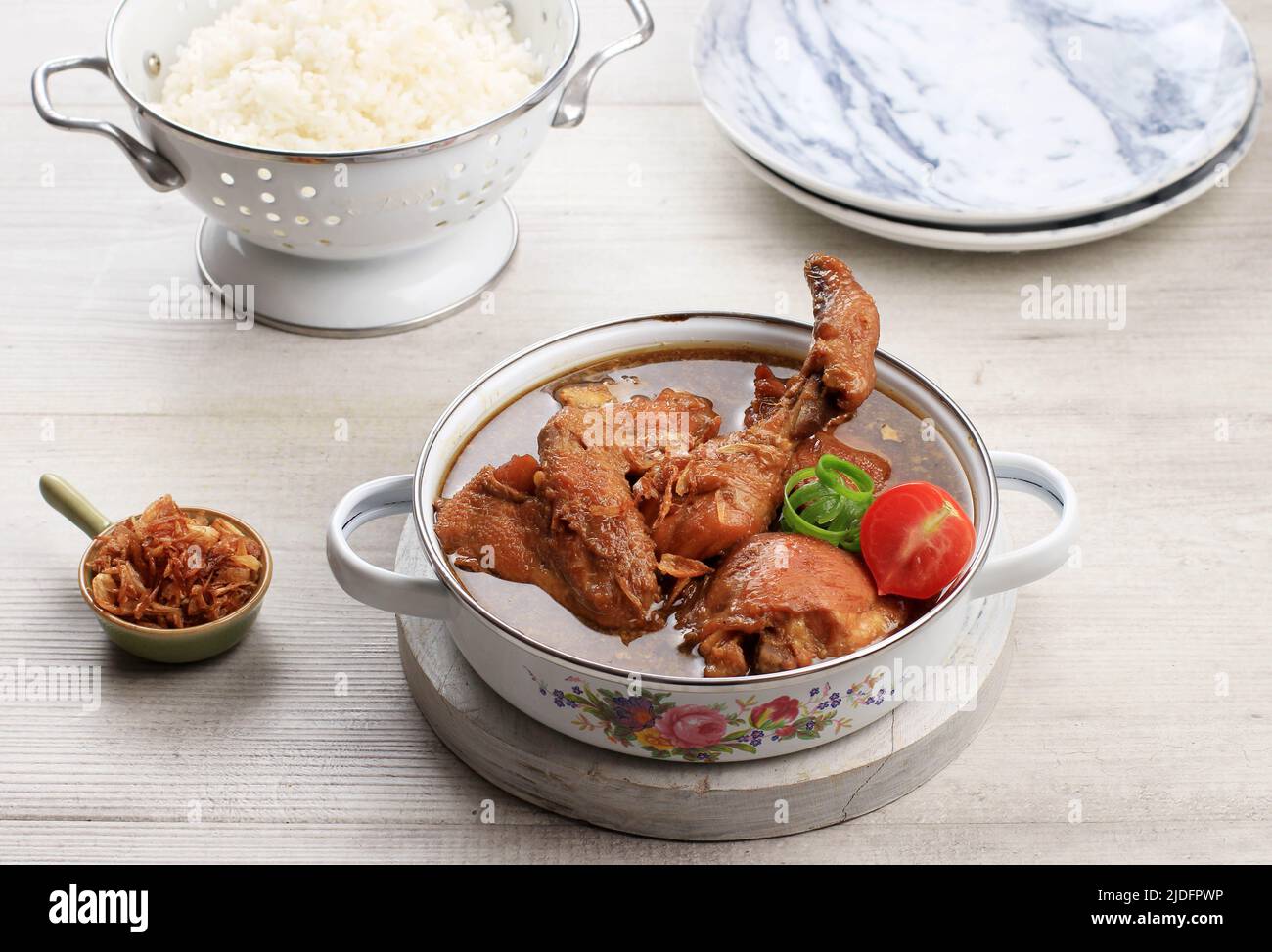 Semur Ayam, Indonesian Chicken Stew with Sweet Soy Sauce, Served on ...