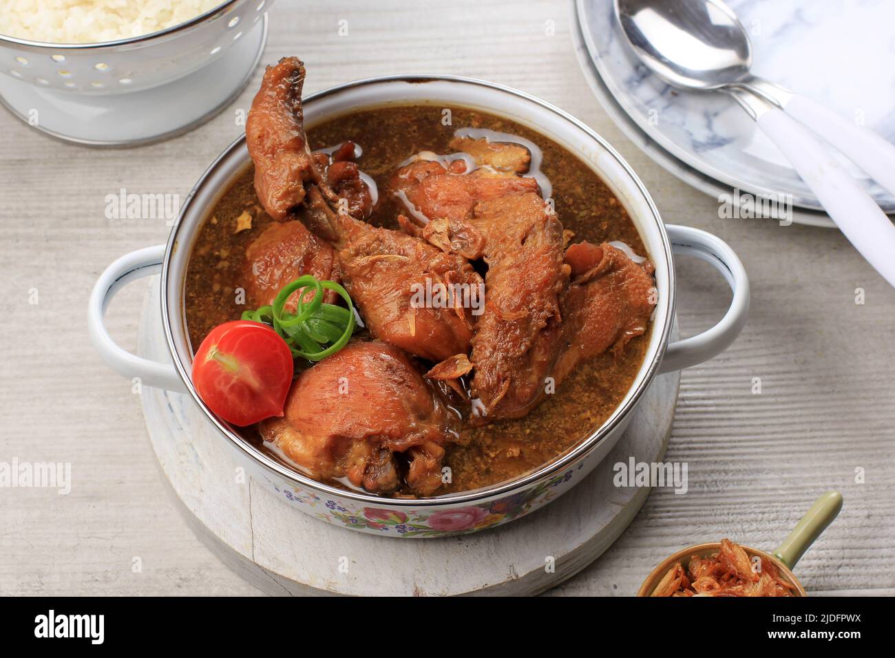 Semur Ayam, Indonesian Chicken Stew with Sweet Soy Sauce, Served on ...