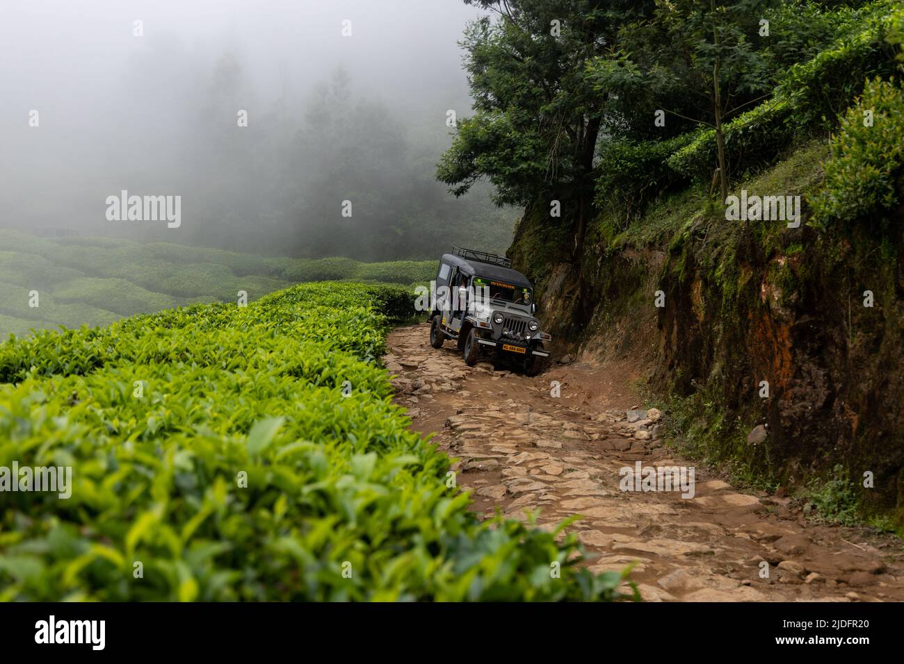Jeep safari on a narrow off-road trail through world’s highest ...