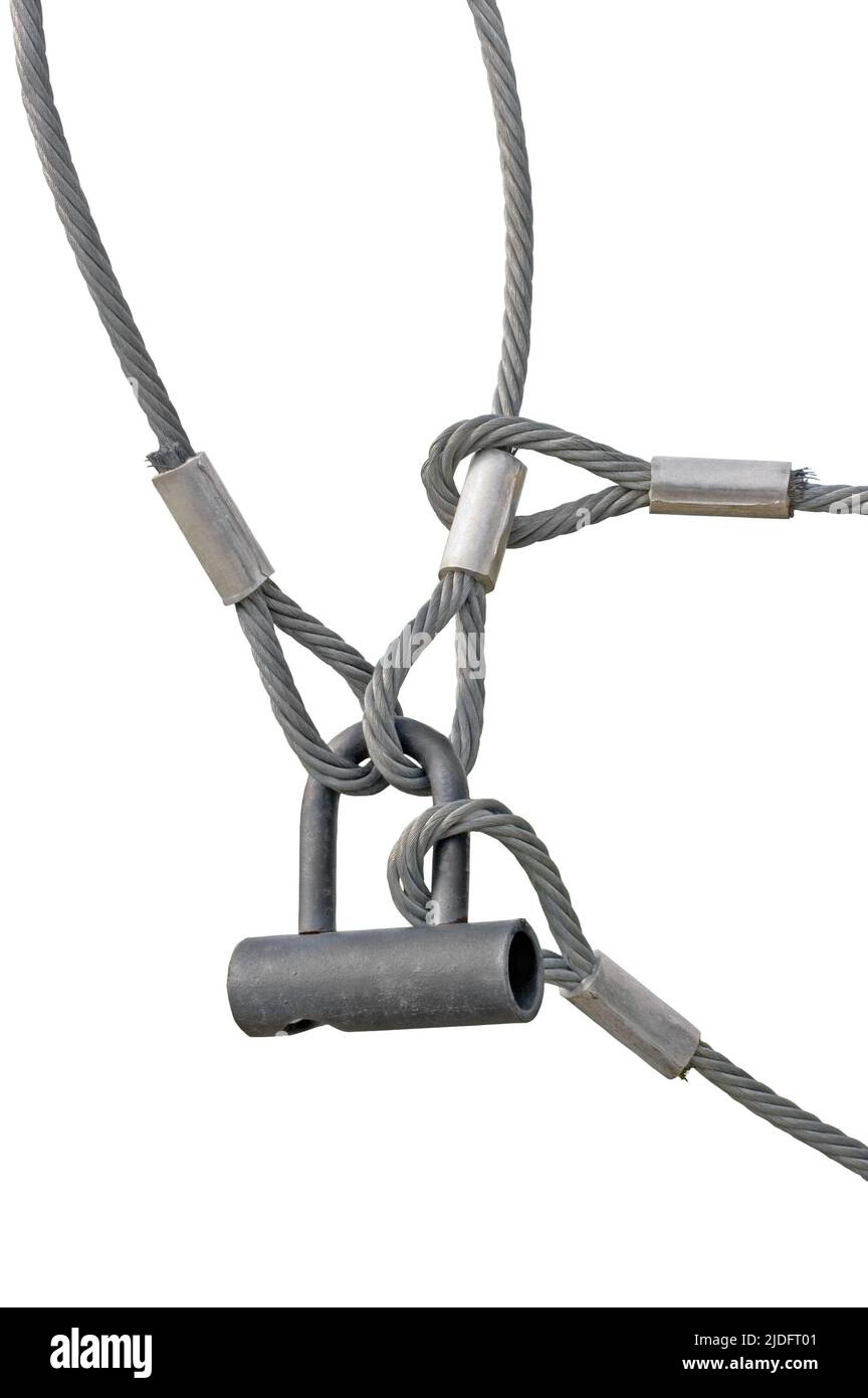 Industrial Safety Padlock Lock Interlocked Wire Loop Ropes, Isolated ...