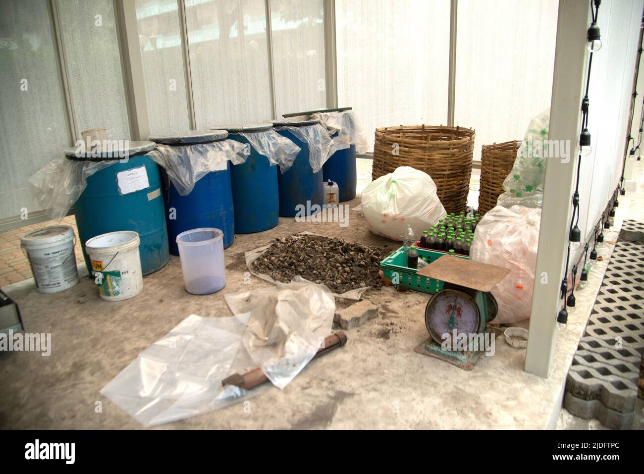 Building for using waste to make bio-fertilizer Stock Photo - Alamy